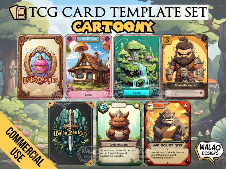 TCG Cartoon Card Template Set | PNG | Digital Download - Etsy