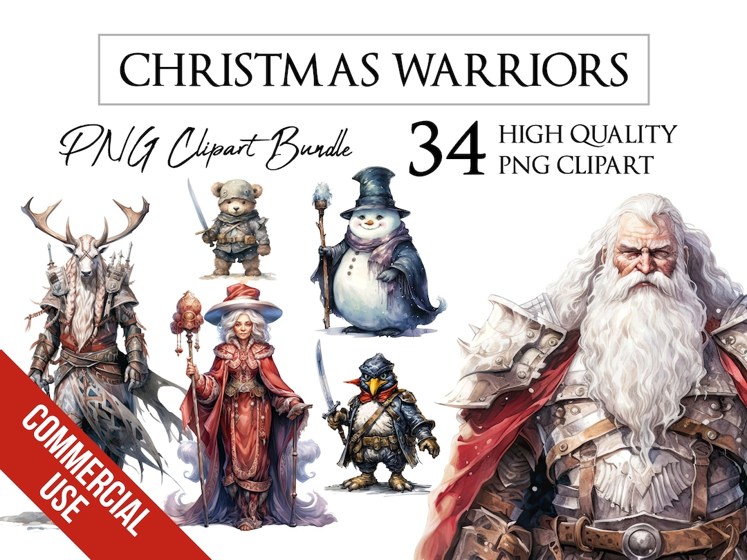 Christmas Warriors | Watercolor | Santa, Fantasy, RPG, Tabletop | PNG ...