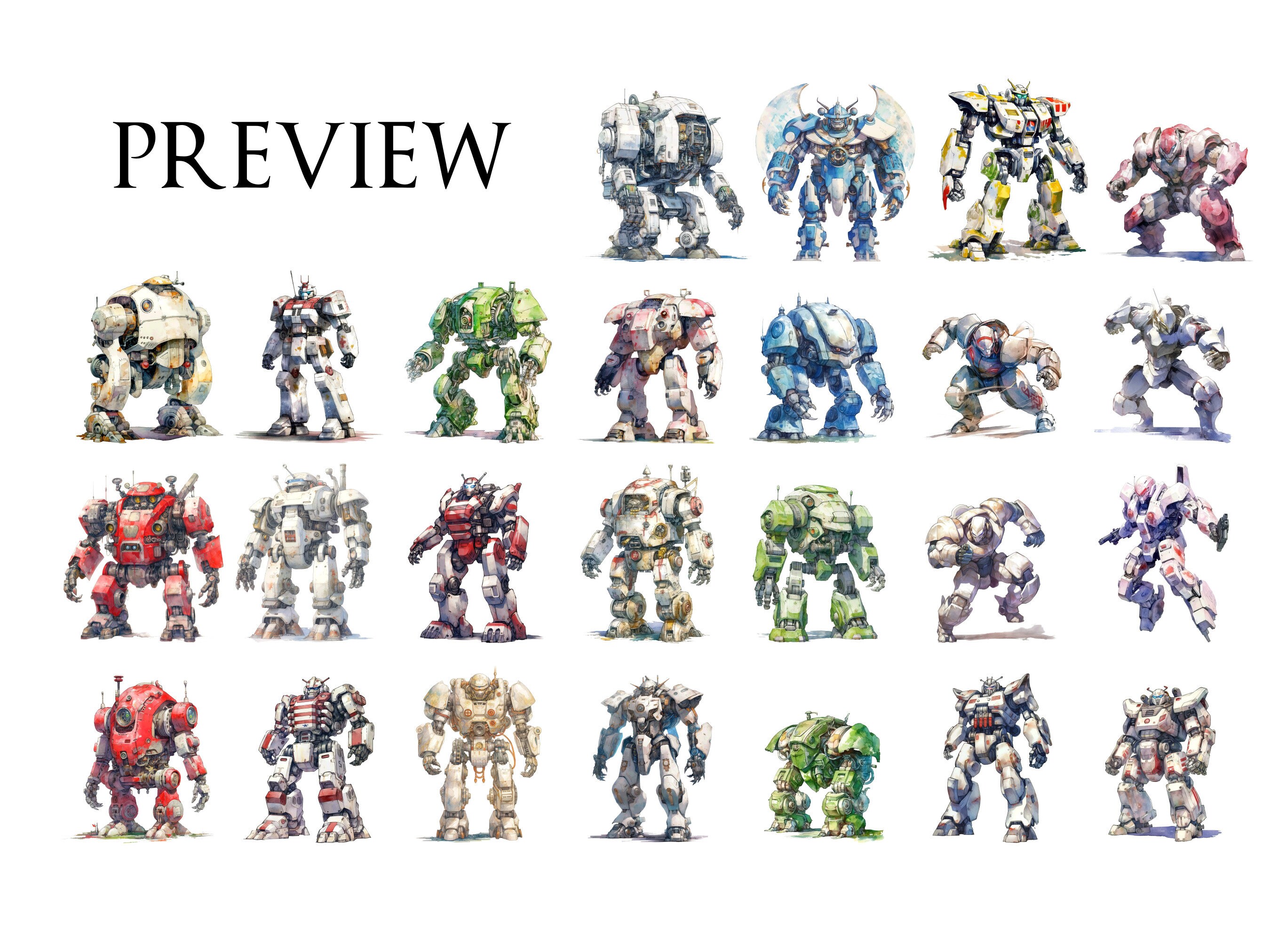 Japanese Mecha Watercolor Robot Anime PNG Clipart - Etsy