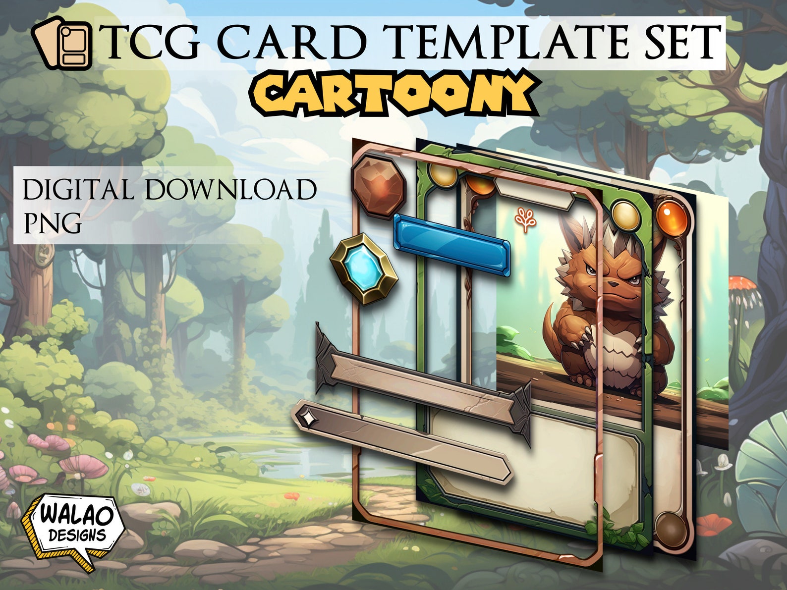 TCG Cartoon Card Template Set PNG Digital Download - Etsy