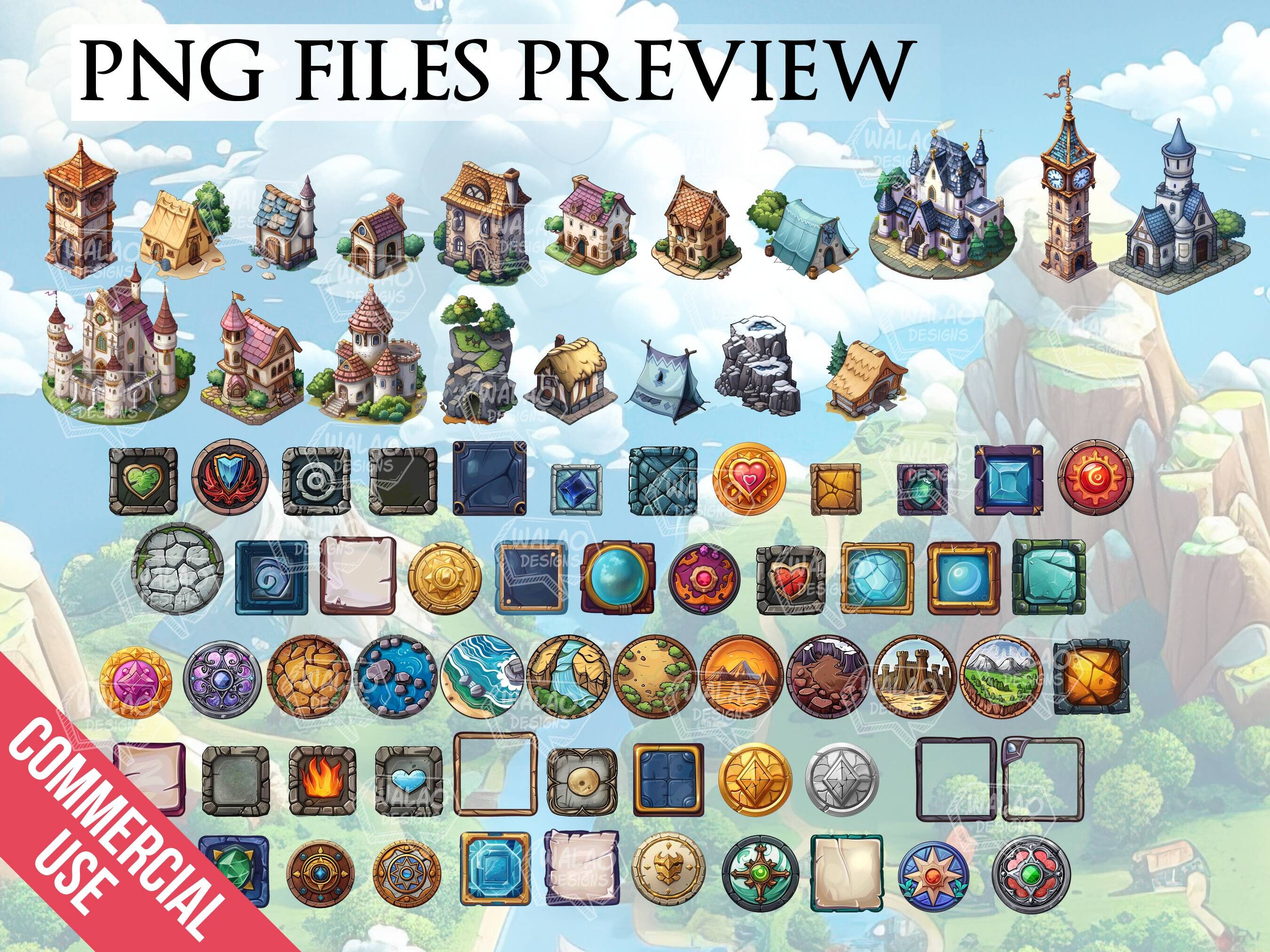 Fantasy Board Game Template Set PNG JPG Digital Download RPG Kingdoms ...
