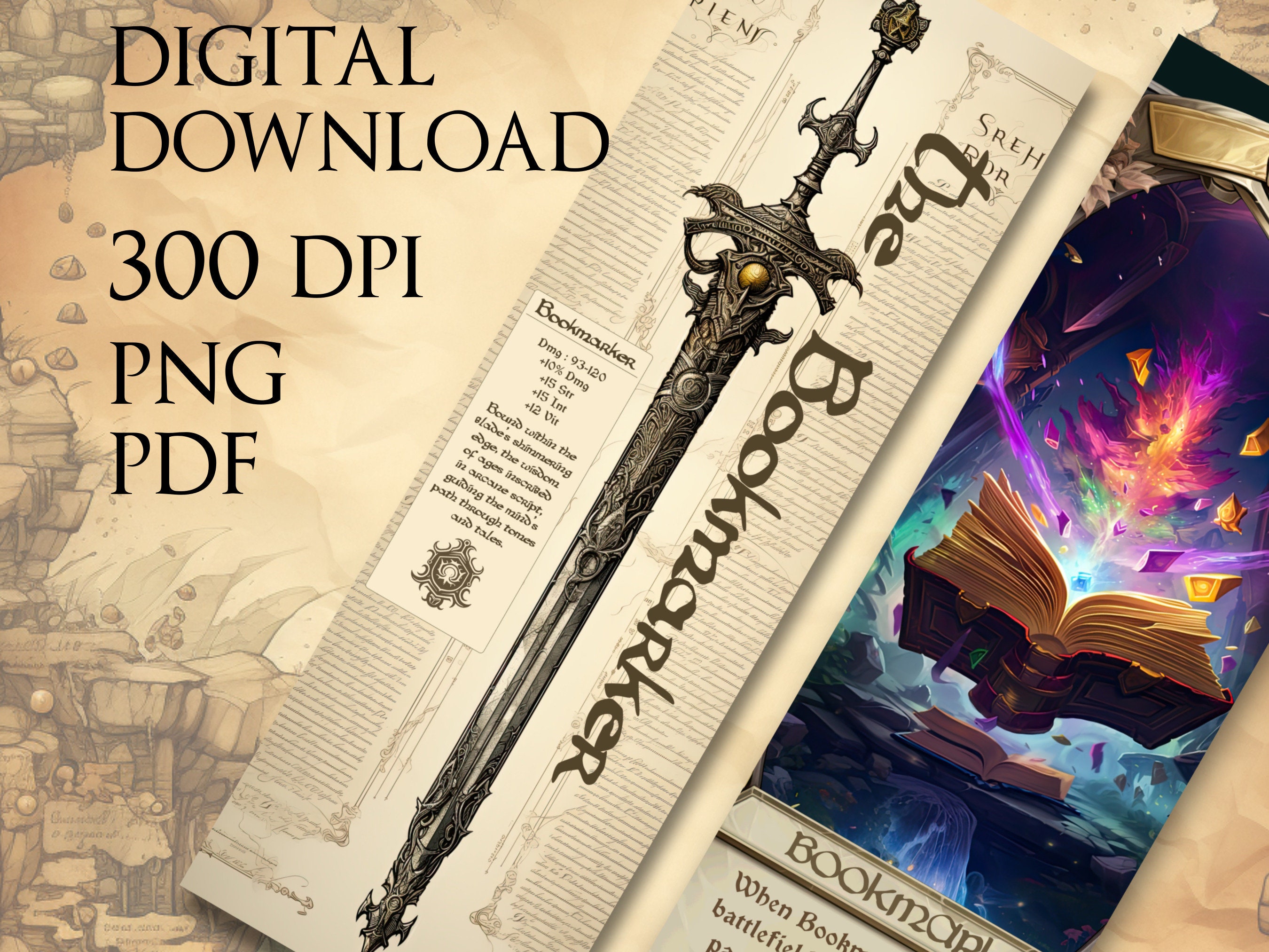 Fantasy Gamer Bookmarks Printable Bookmarks PNG PDF - Etsy