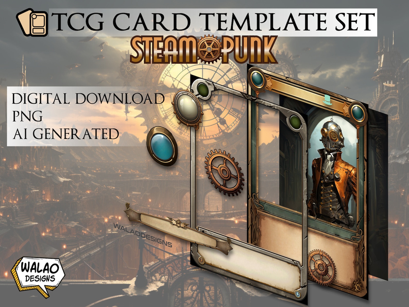TCG Steampunk Card Template Set | PNG | Digital Download | Vintage - Etsy