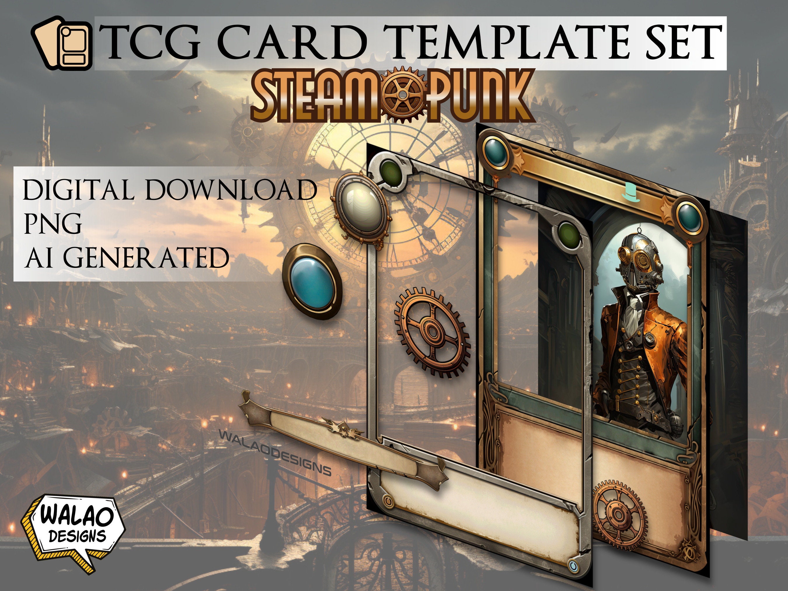TCG Steampunk Card Template Set | PNG | Digital Download | Vintage - Etsy