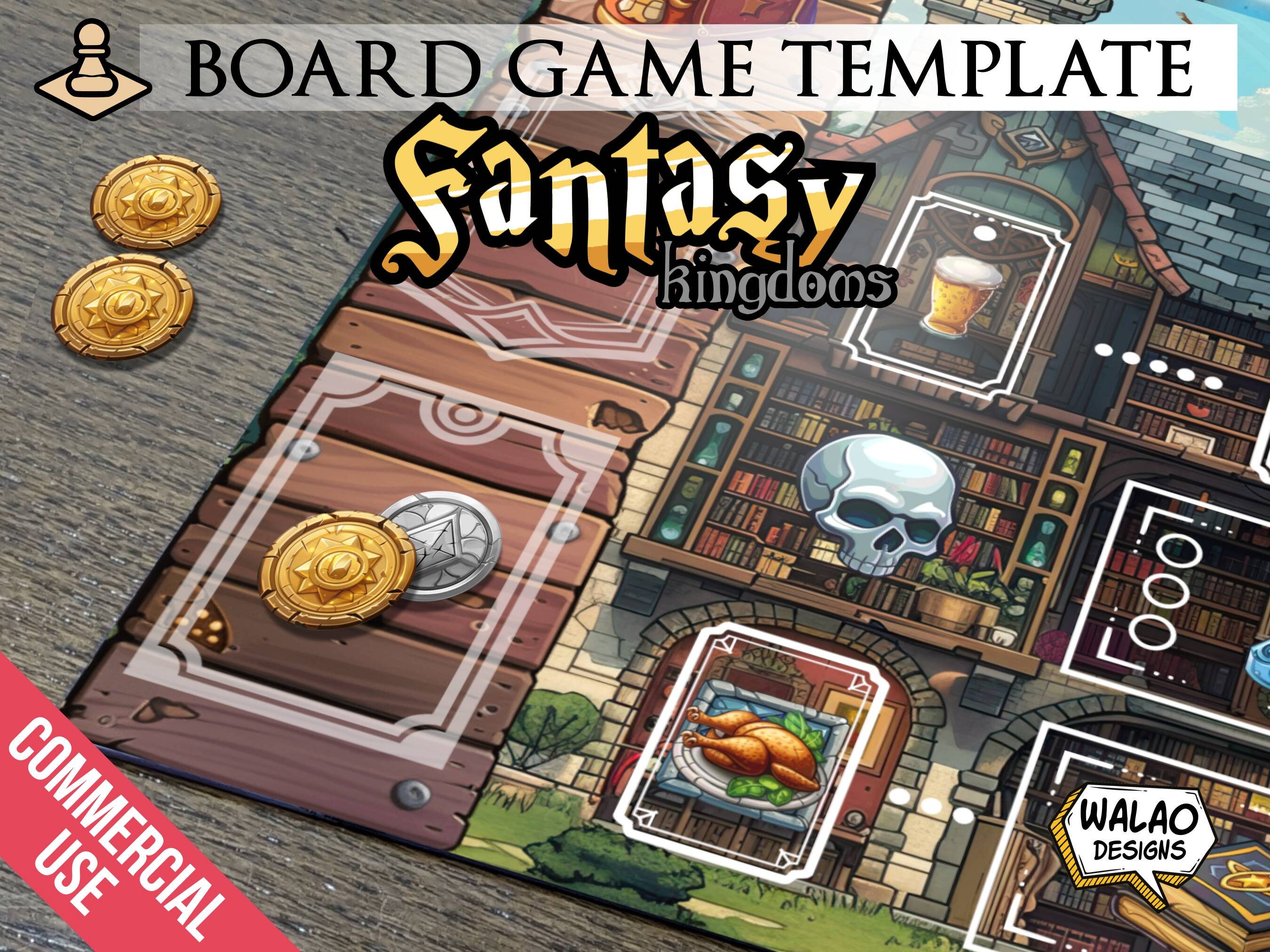 Fantasy Board Game Template Set PNG JPG Digital Download RPG Kingdoms ...