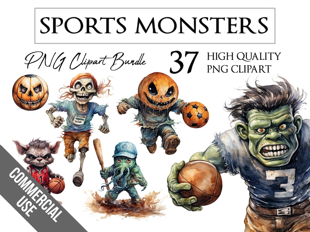 Sports Monsters | Watercolor | Halloween, Cute, Scary | PNG Clipart ...