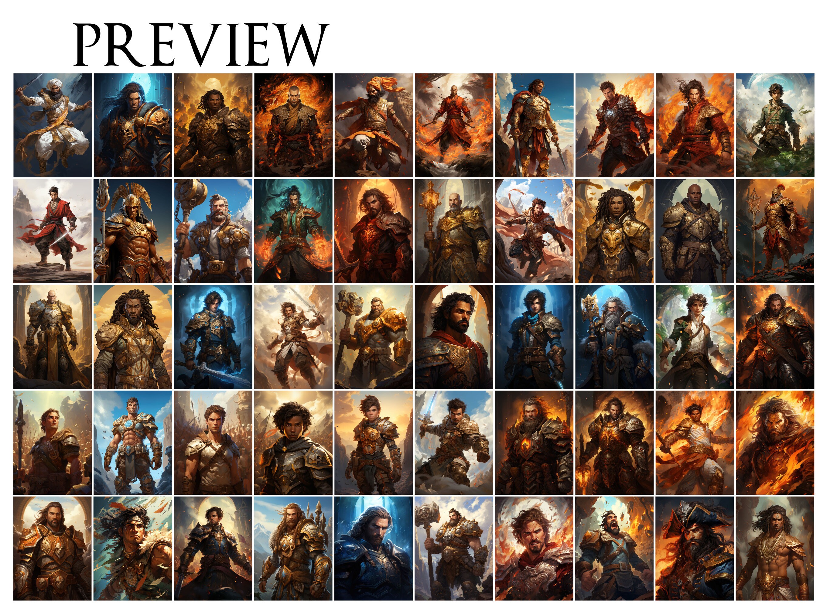 Fantasy Character Portraits Warrior Fighters Digital Painting JPG ...