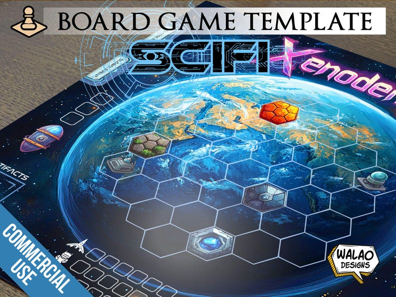 Sci-fi Board Game Template Set | Futuristic RPG Assets (digital ...