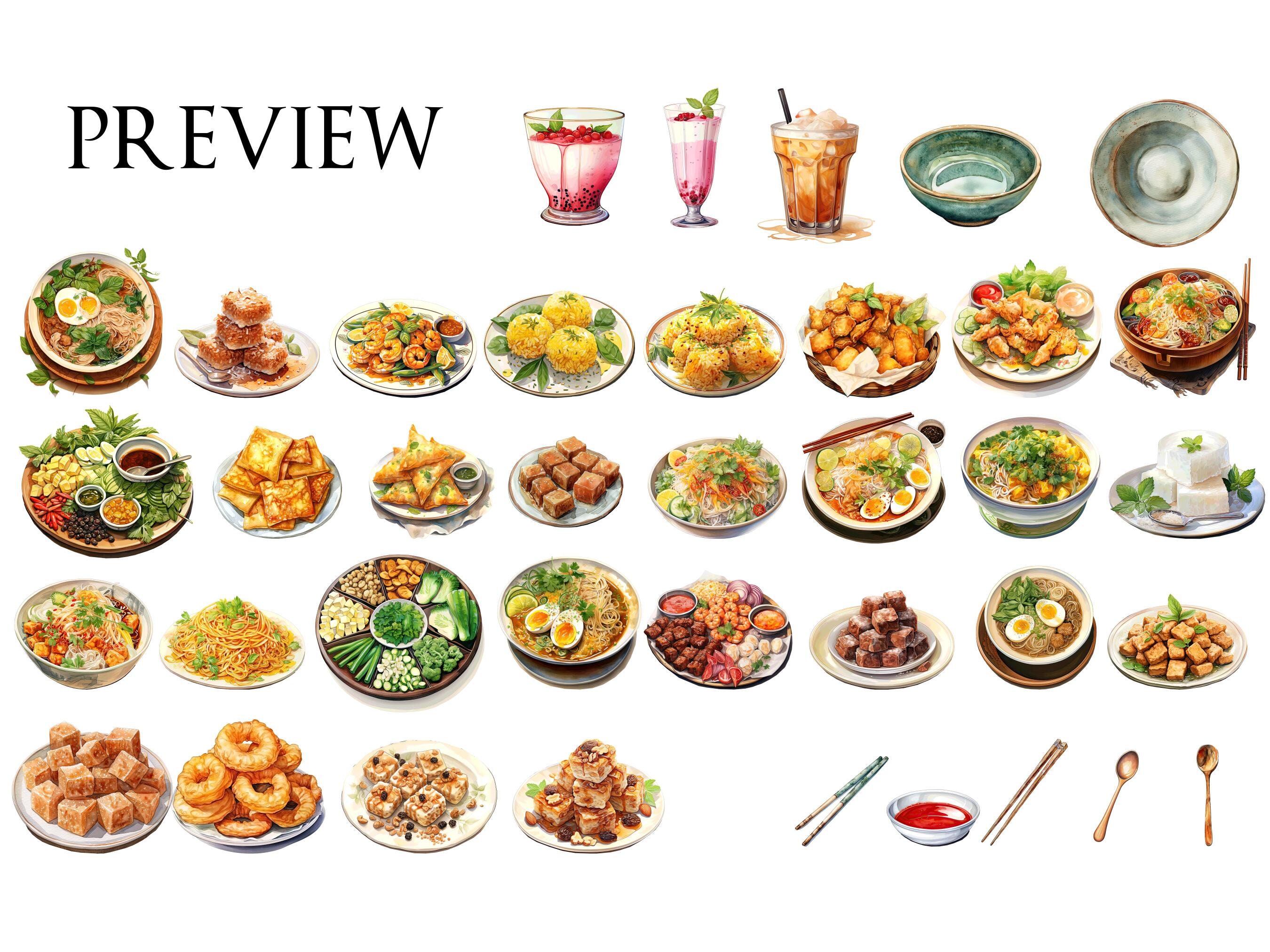 Burmese Food | Myanmar | Watercolor | Asian Food | PNG Clipart Bundle ...