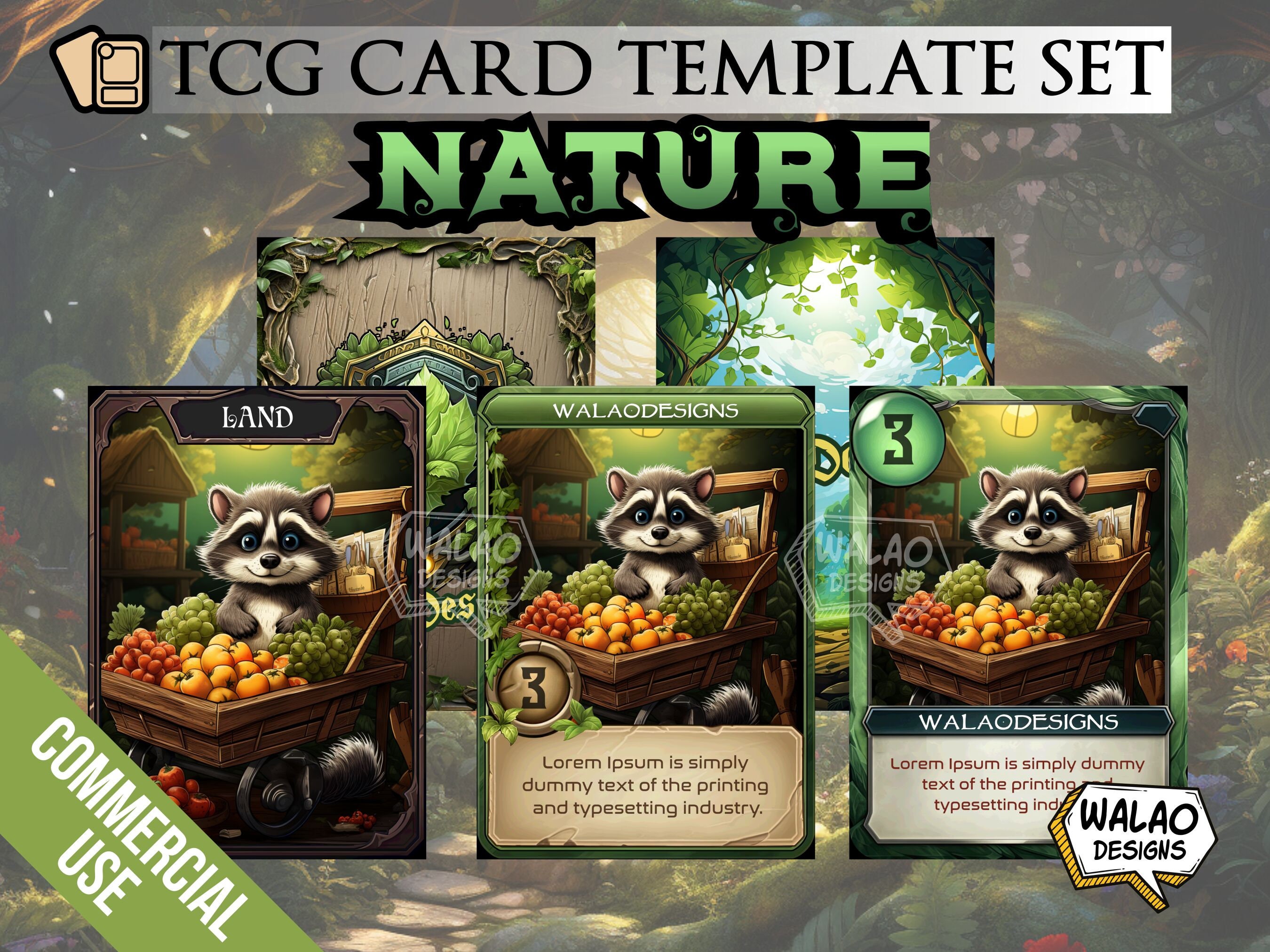 TCG Nature Card Template Set PNG Digital Download Whimsical, Magical ...