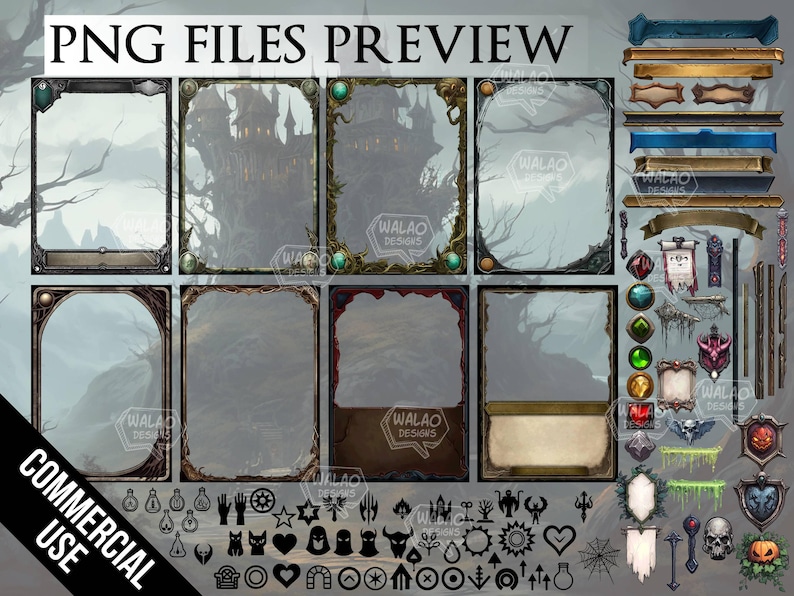 TCG Horror Fantasy Card Template Set | PNG | Digital Download | Creepy ...