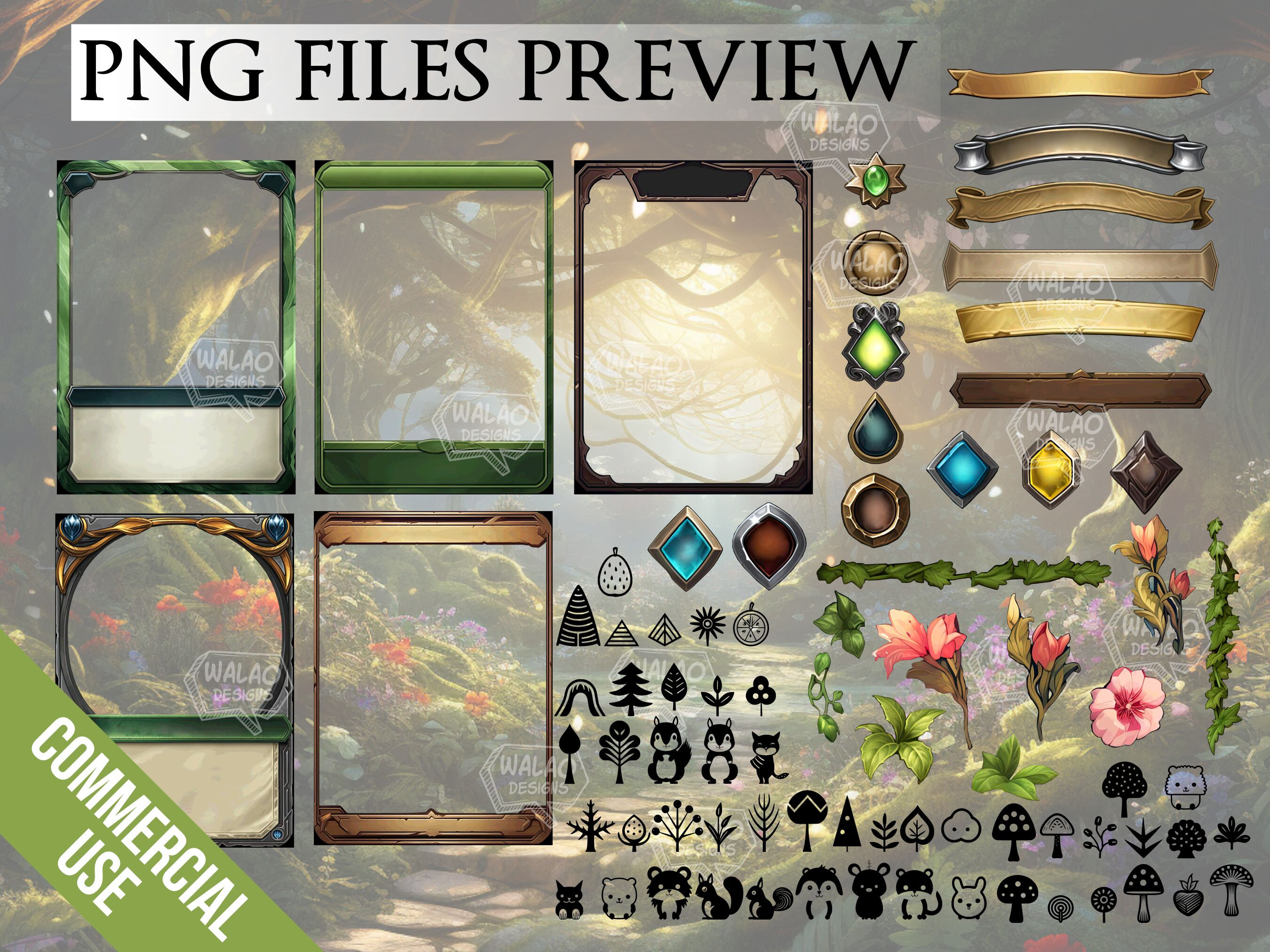 TCG Nature Card Template Set PNG Digital Download Whimsical, Magical ...