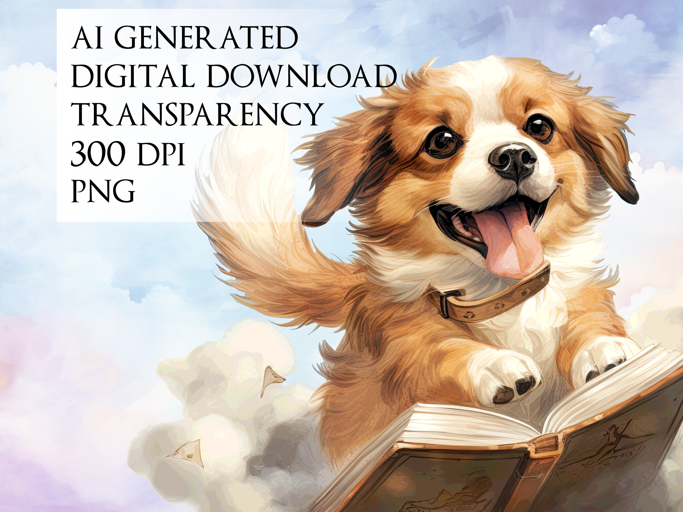 Watercolor Reading Dogs Clipart | Cute Readers PNG Bundle (digital ...