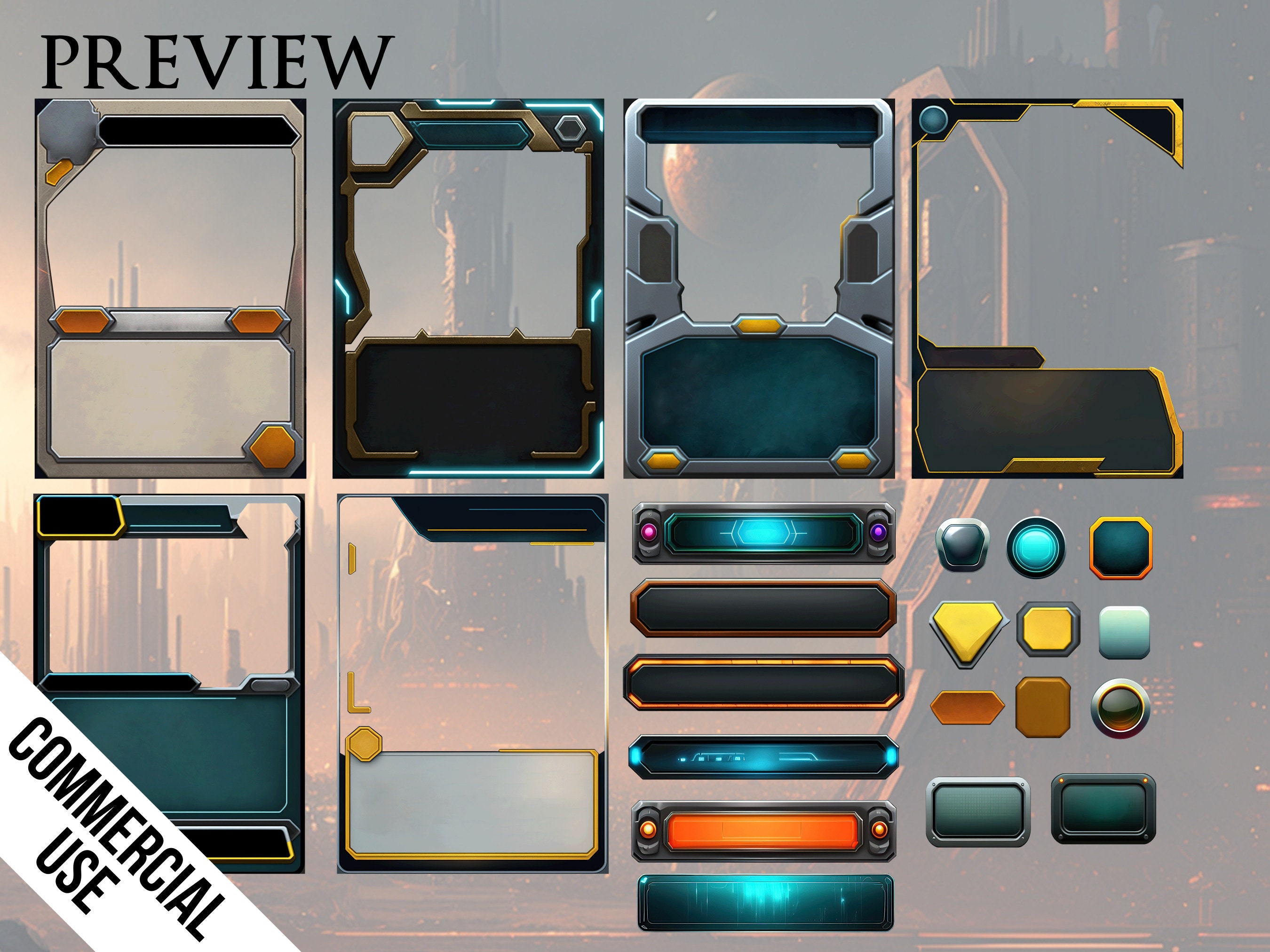 TCG Scifi Card Template Set | PNG | Digital Download - Etsy