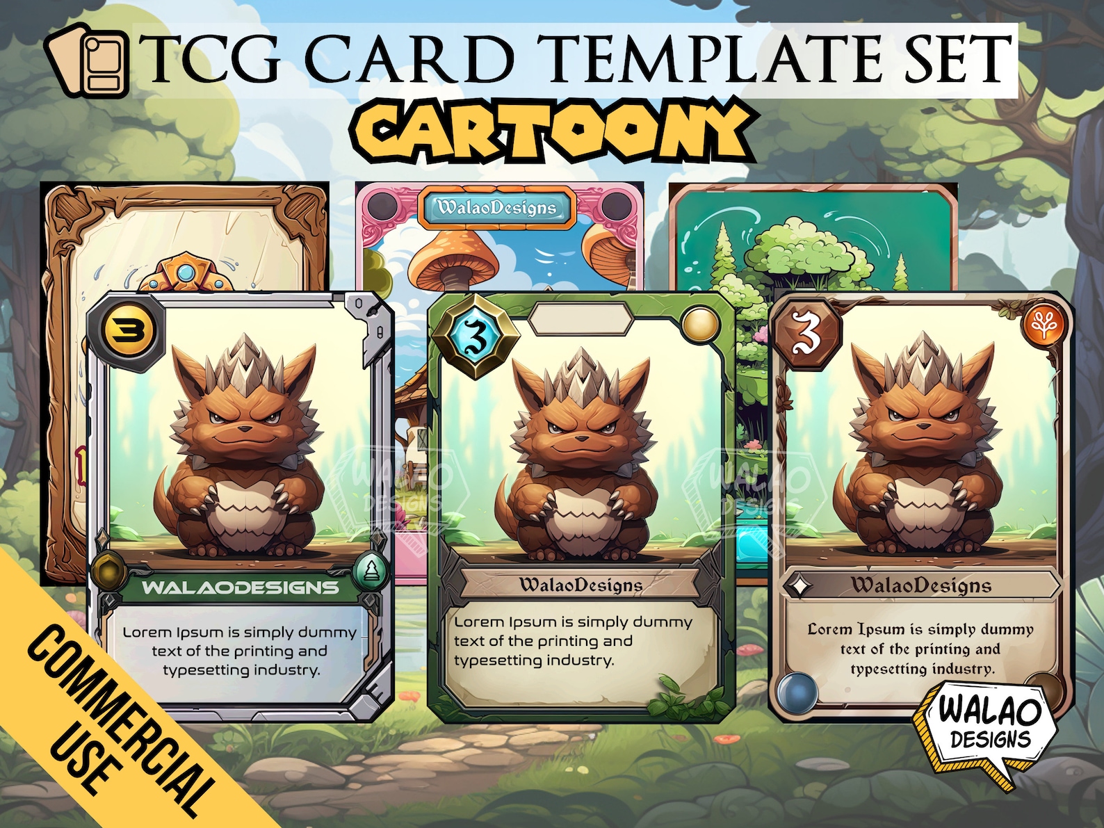 TCG Cartoon Card Template Set | PNG | Digital Download - Etsy