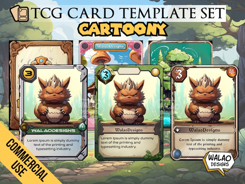 TCG Cartoon Card Template Set | PNG | Digital Download - Etsy