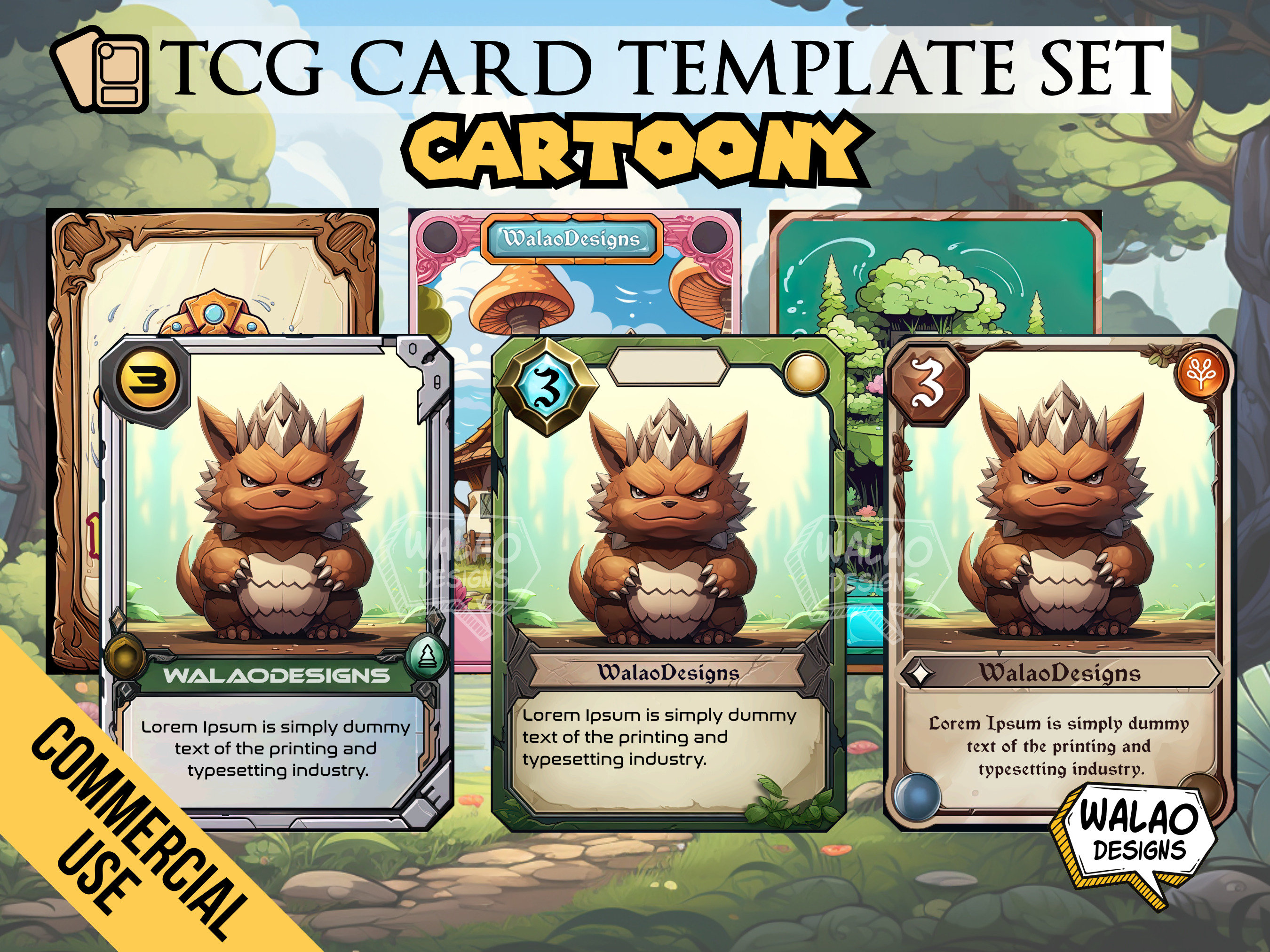 TCG Cartoon Card Template Set PNG Digital Download - Etsy