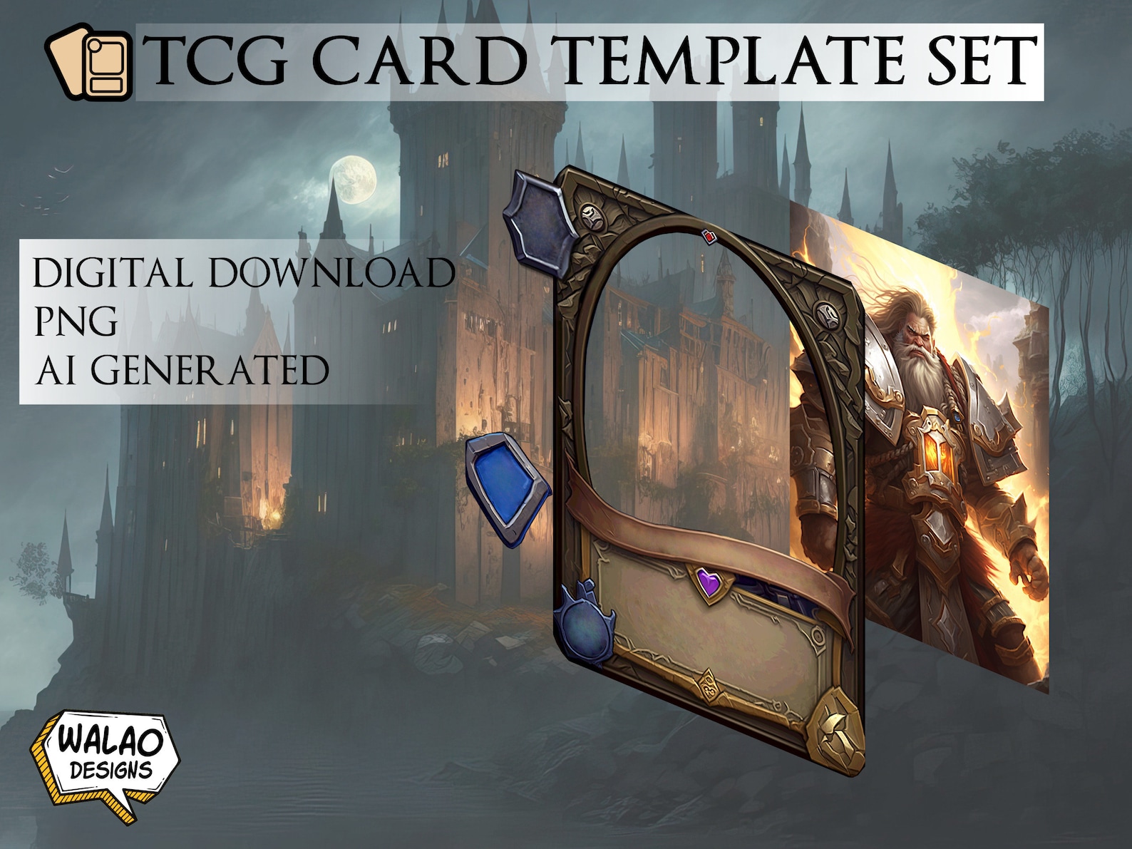 TCG Fantasy Card Template Set #1 | PNG | Digital Download - Etsy