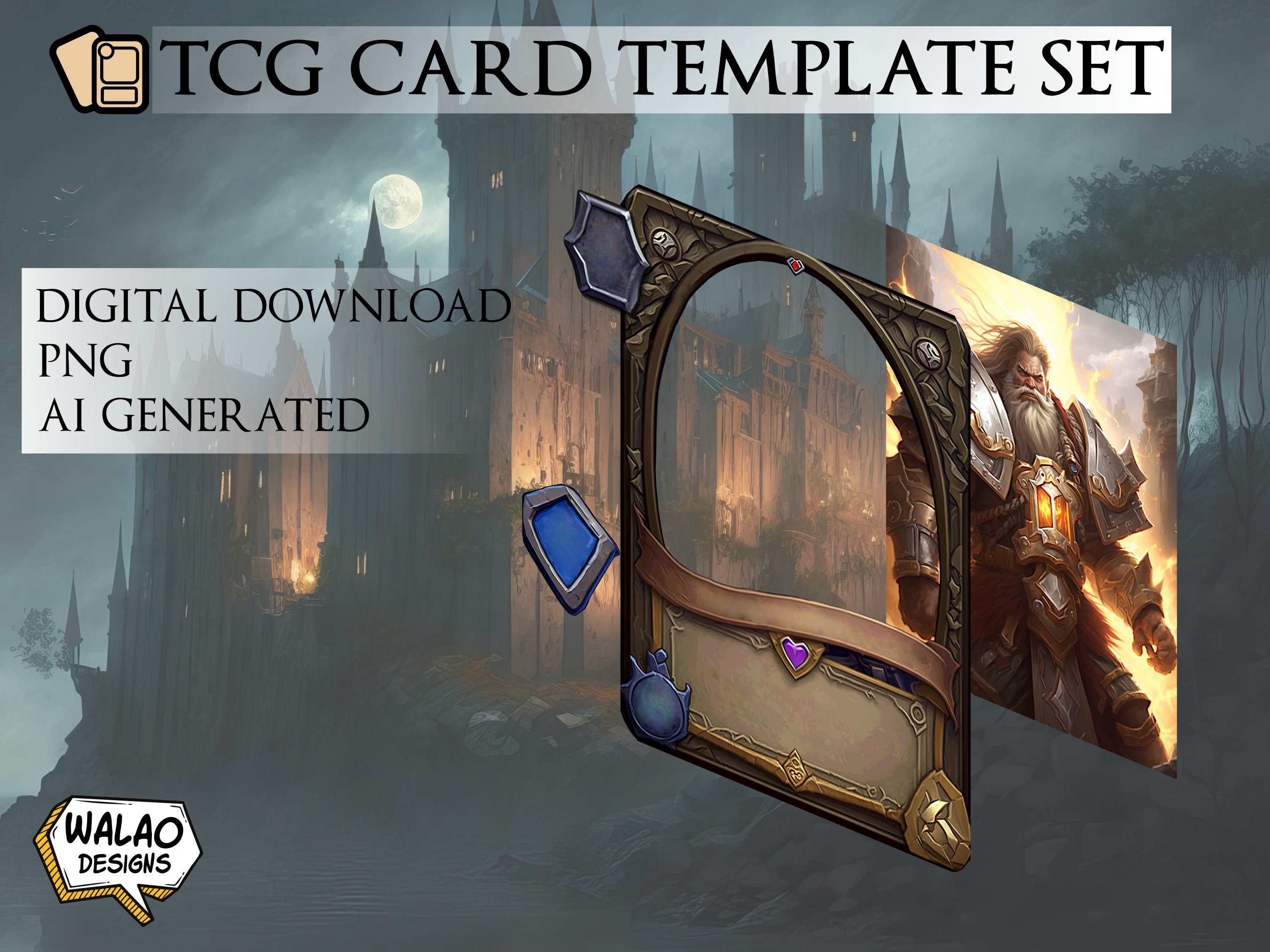 TCG Fantasy Card Template Set #1 | PNG | Digital Download - Etsy