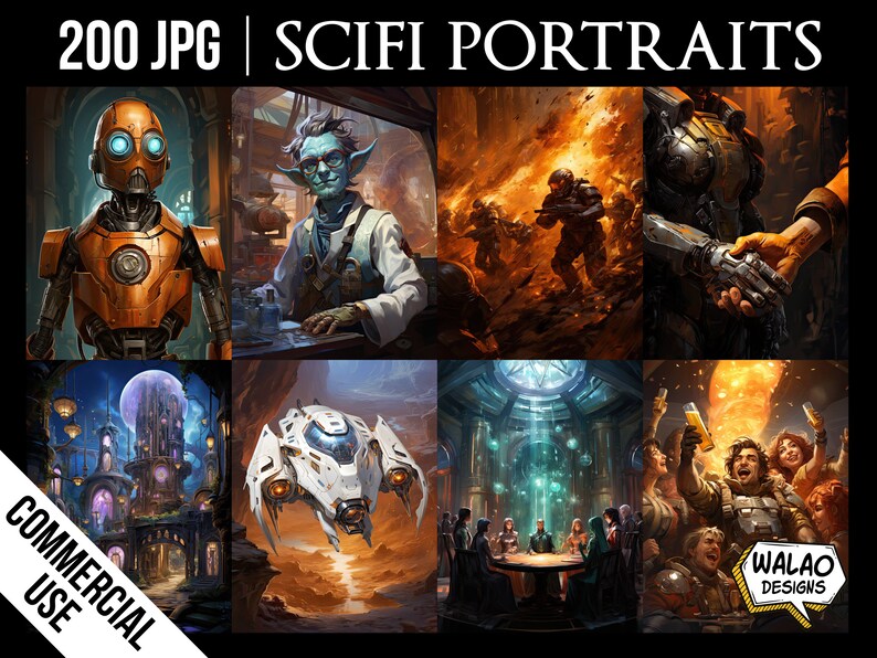 Sci-fi Character Portrait Bundle | Futuristic JPG Digital Painting ...