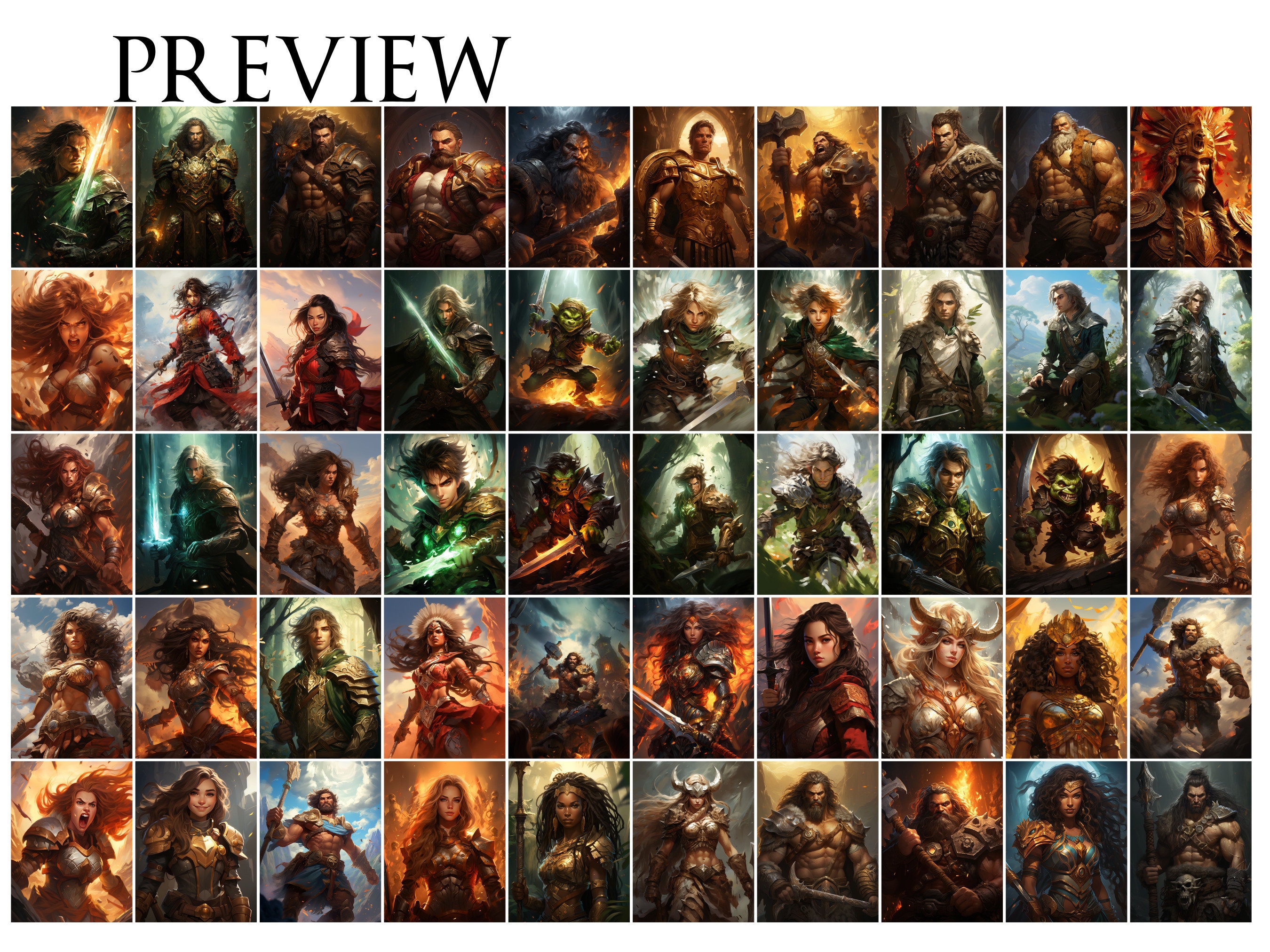 Fantasy Character Portraits Warrior Fighters Digital Painting JPG ...