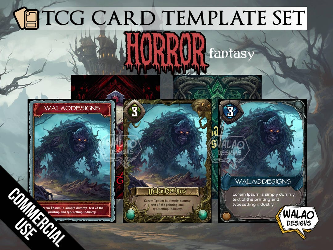 TCG Horror Fantasy Card Template Set | PNG | Digital Download | Creepy ...