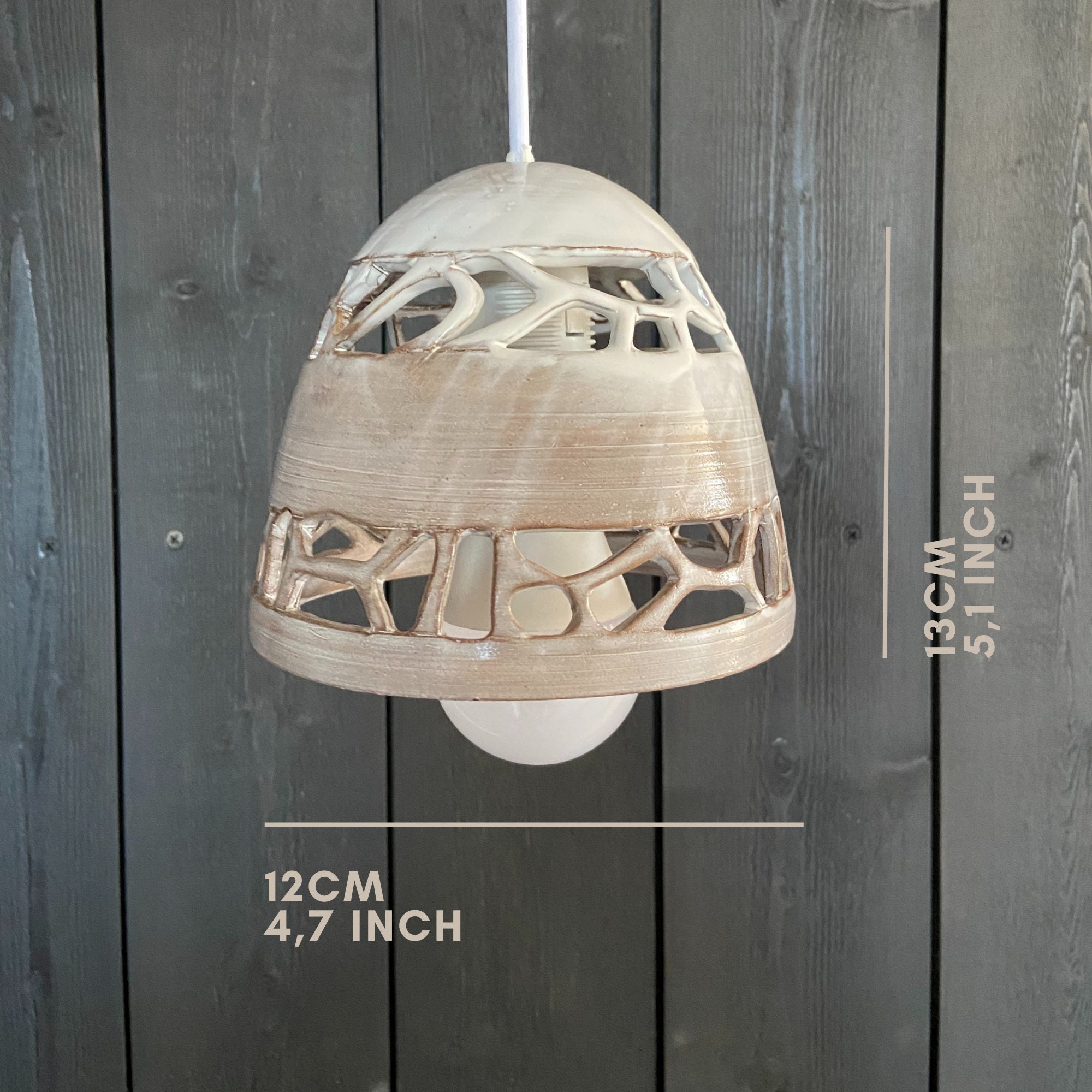 White Semi Transparent Clay Handmade Ceramic Pendant Lamp With Unique ...