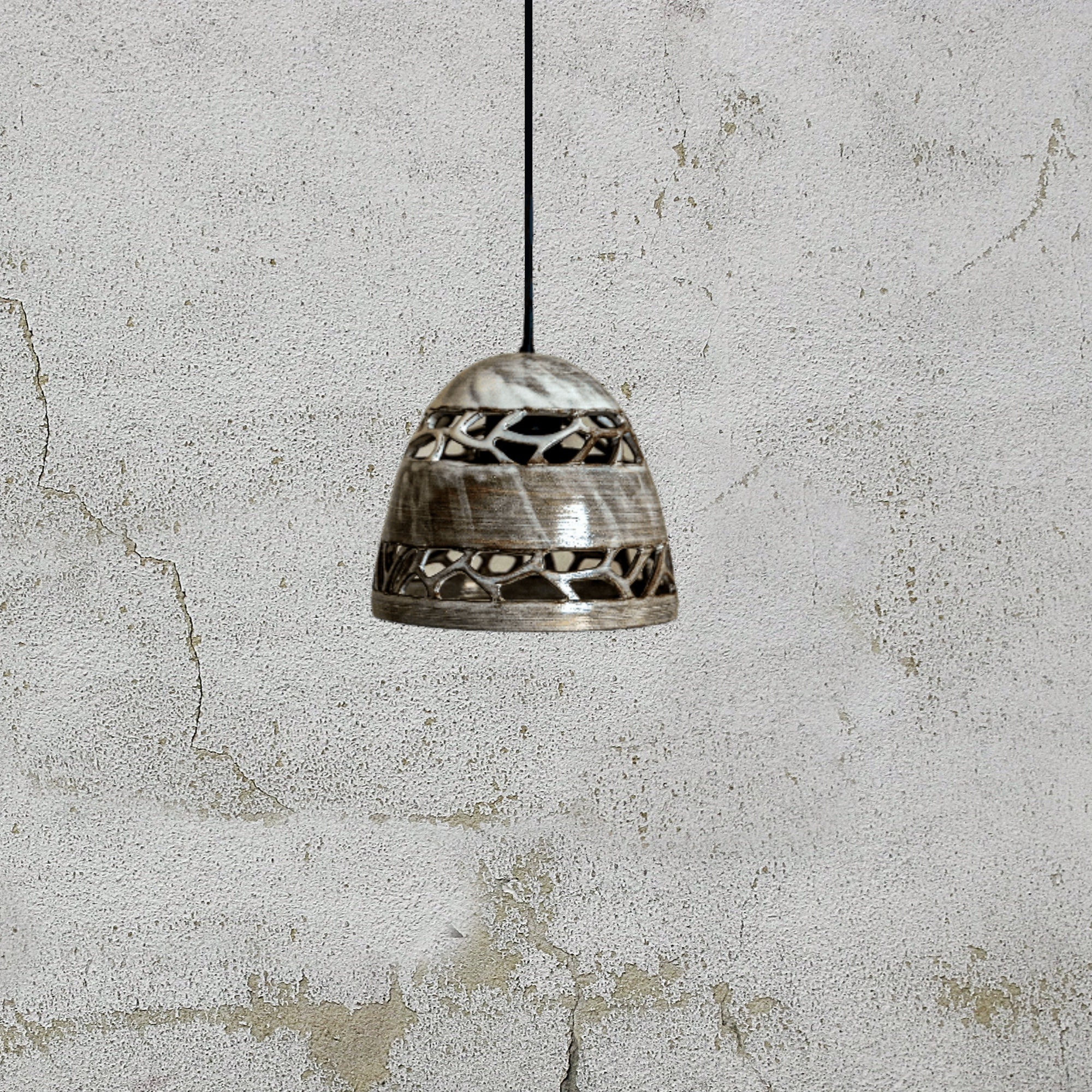 White Semi Transparent Clay Handmade Ceramic Pendant Lamp With Unique ...