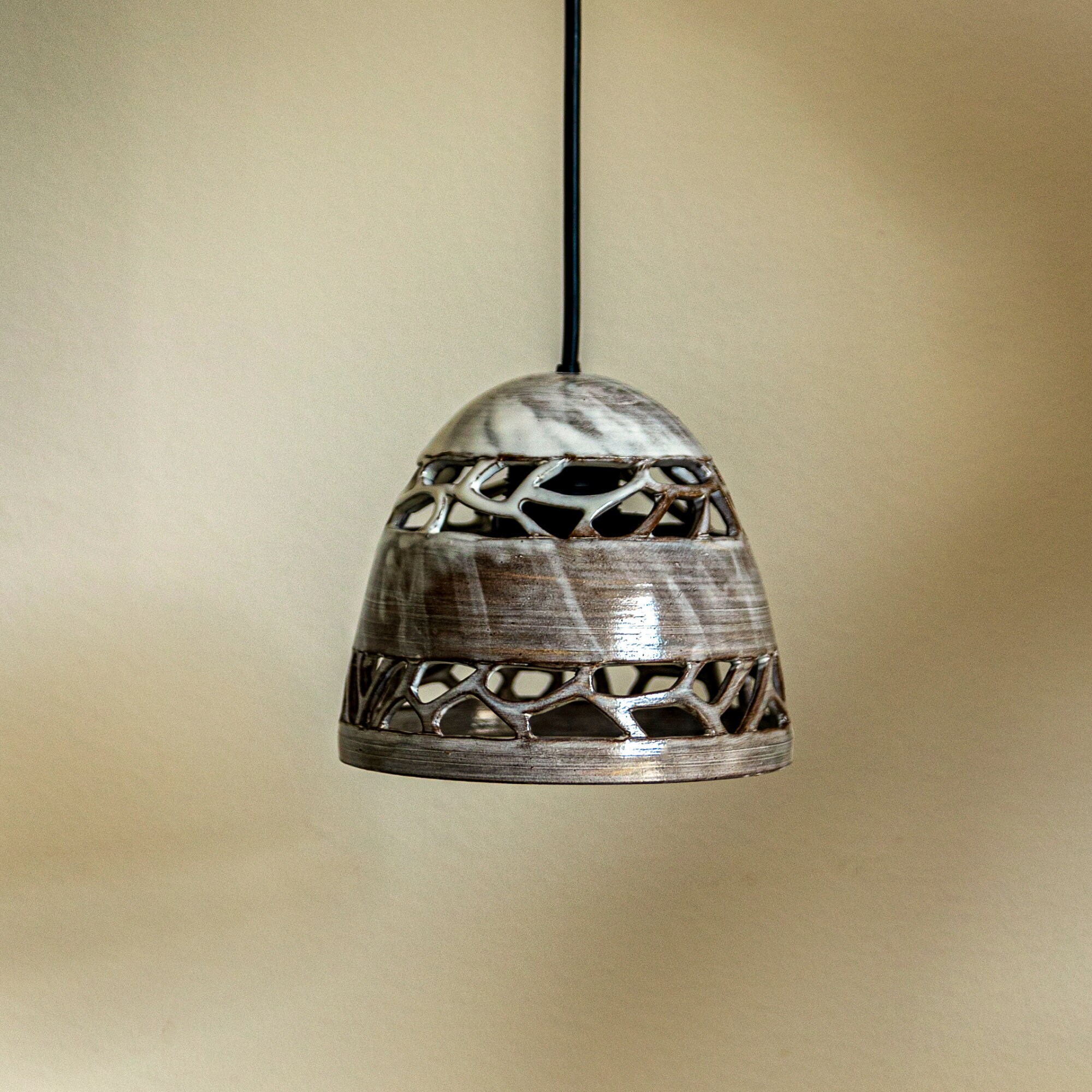 White Semi Transparent Clay Handmade Ceramic Pendant Lamp With Unique ...