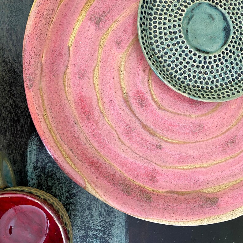 Ceramic Pink/old Rose Rustic Plate Ceramic Plate Handmade Pottery ...