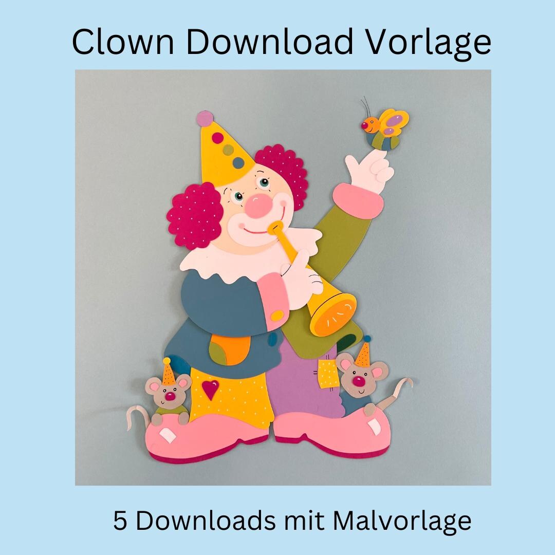 Clown Window Decoration, Clown Template, Carnival, Mardi Gras Template ...
