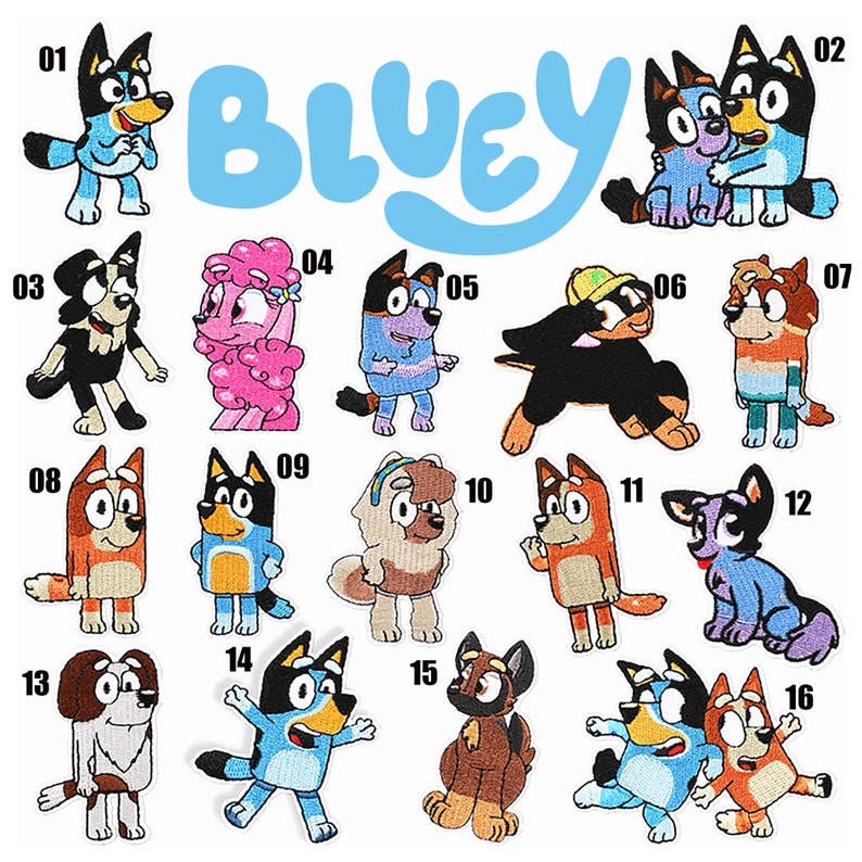 Bluey - Iron on Patches - Patch - Bingo - Embroidery - Coco, Pretzel ...