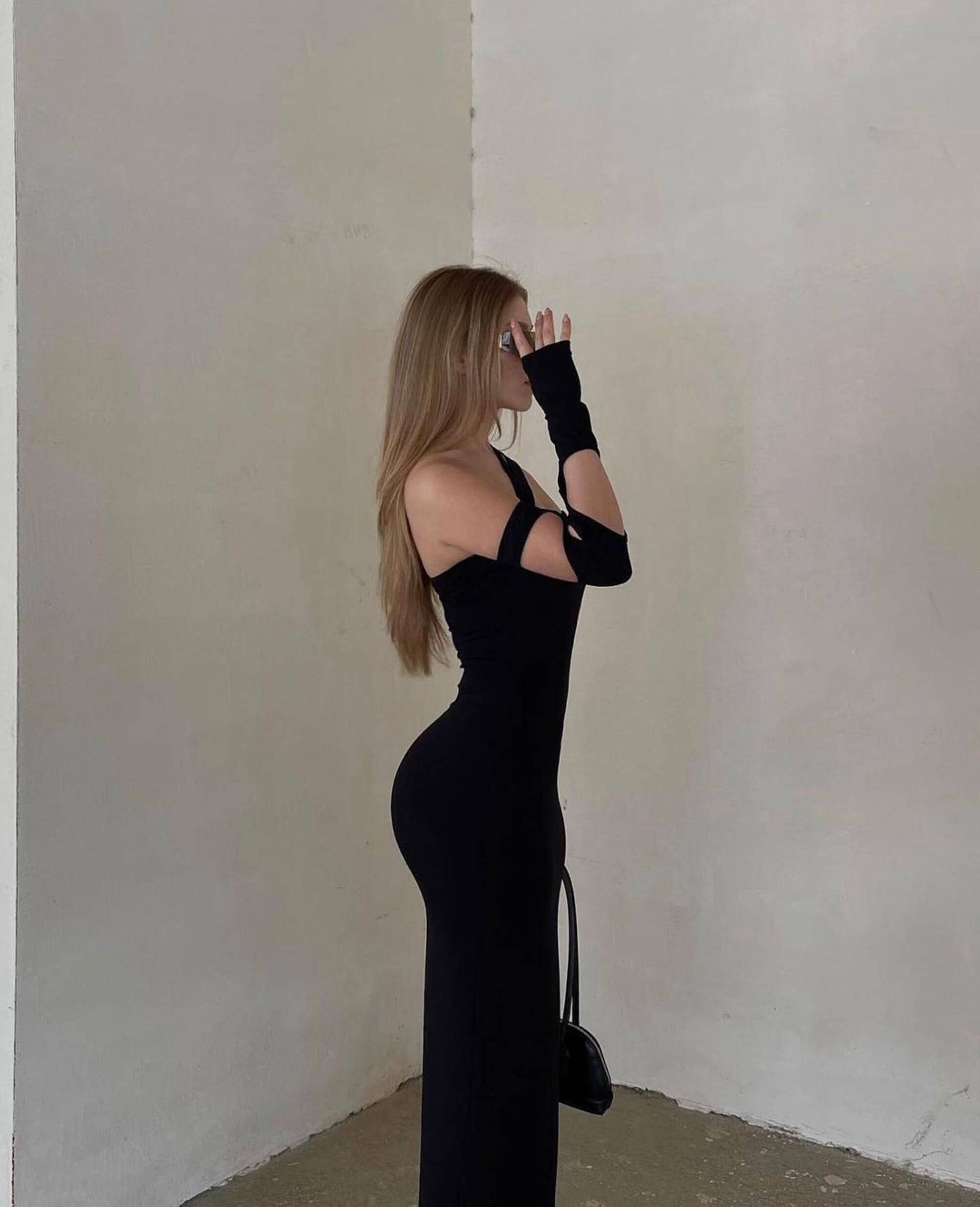 Women's Black Color Midi Model Dress, Midi Dress, One Shoulder Dress ...