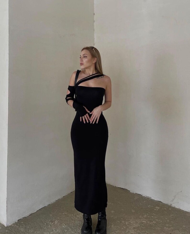 Women's Black Color Midi Model Dress Midi Dress One - Etsy