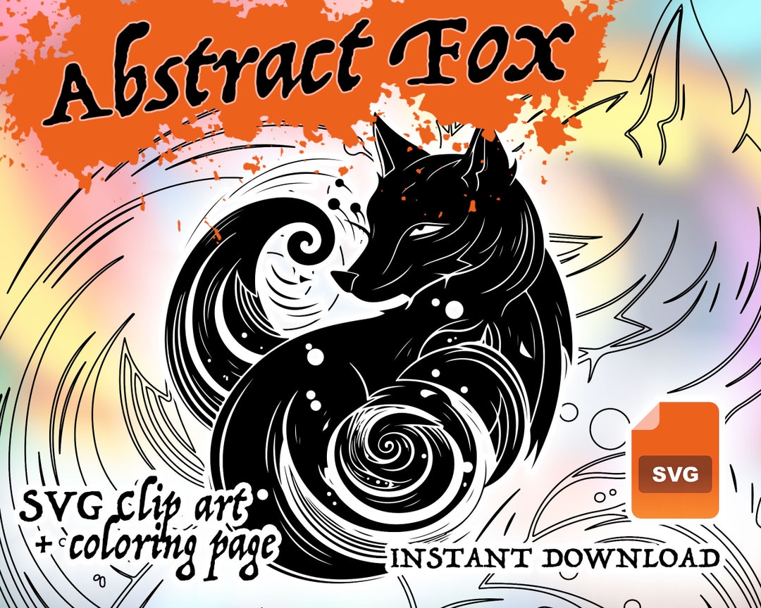 Tattoo SVG Clip Art Abstract Fox Mystic Ink Printable Coloring Page ...
