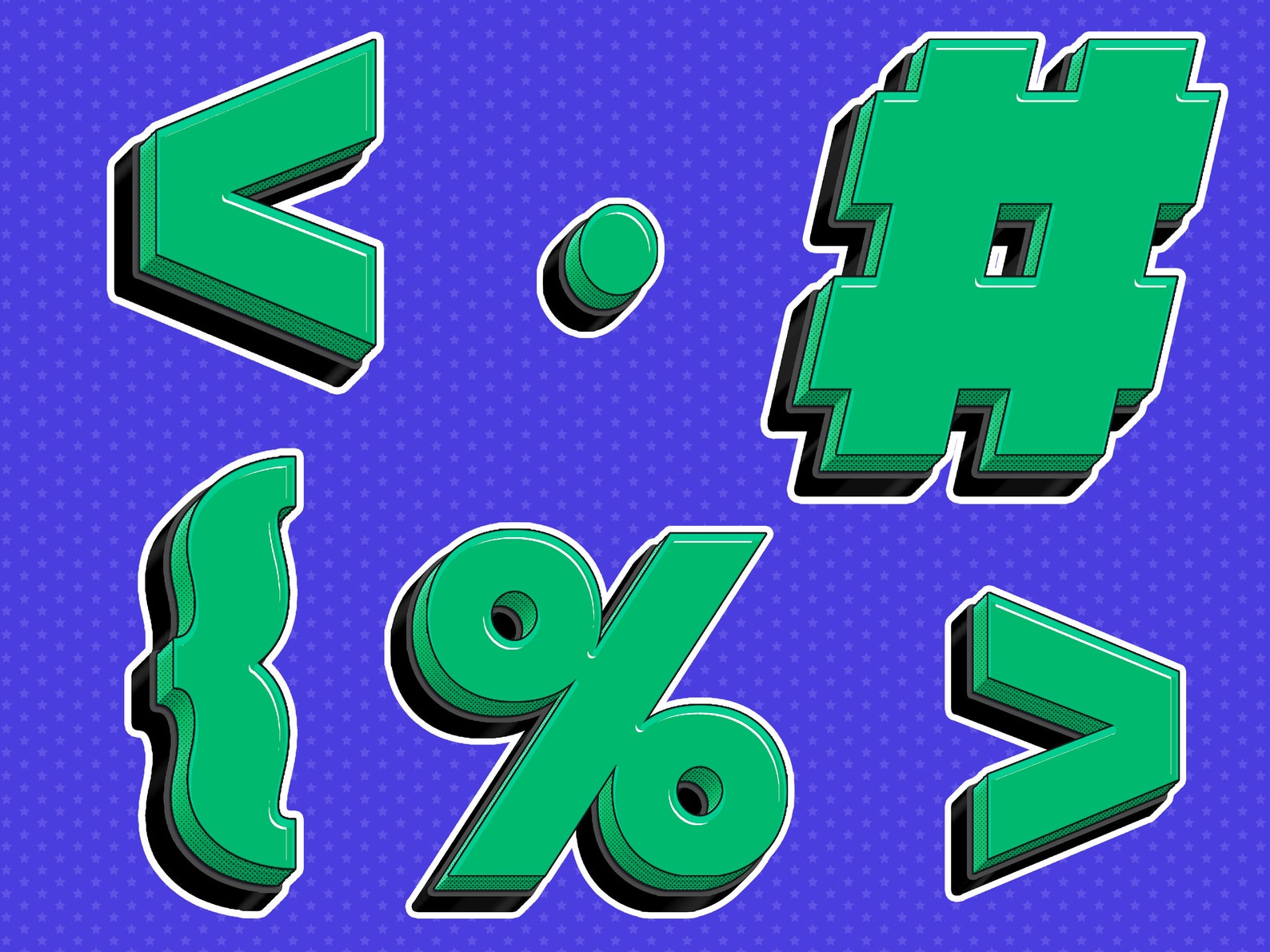 3D Vintage Numbers & Symbols PNG Illustrations Font Pack | Green ...