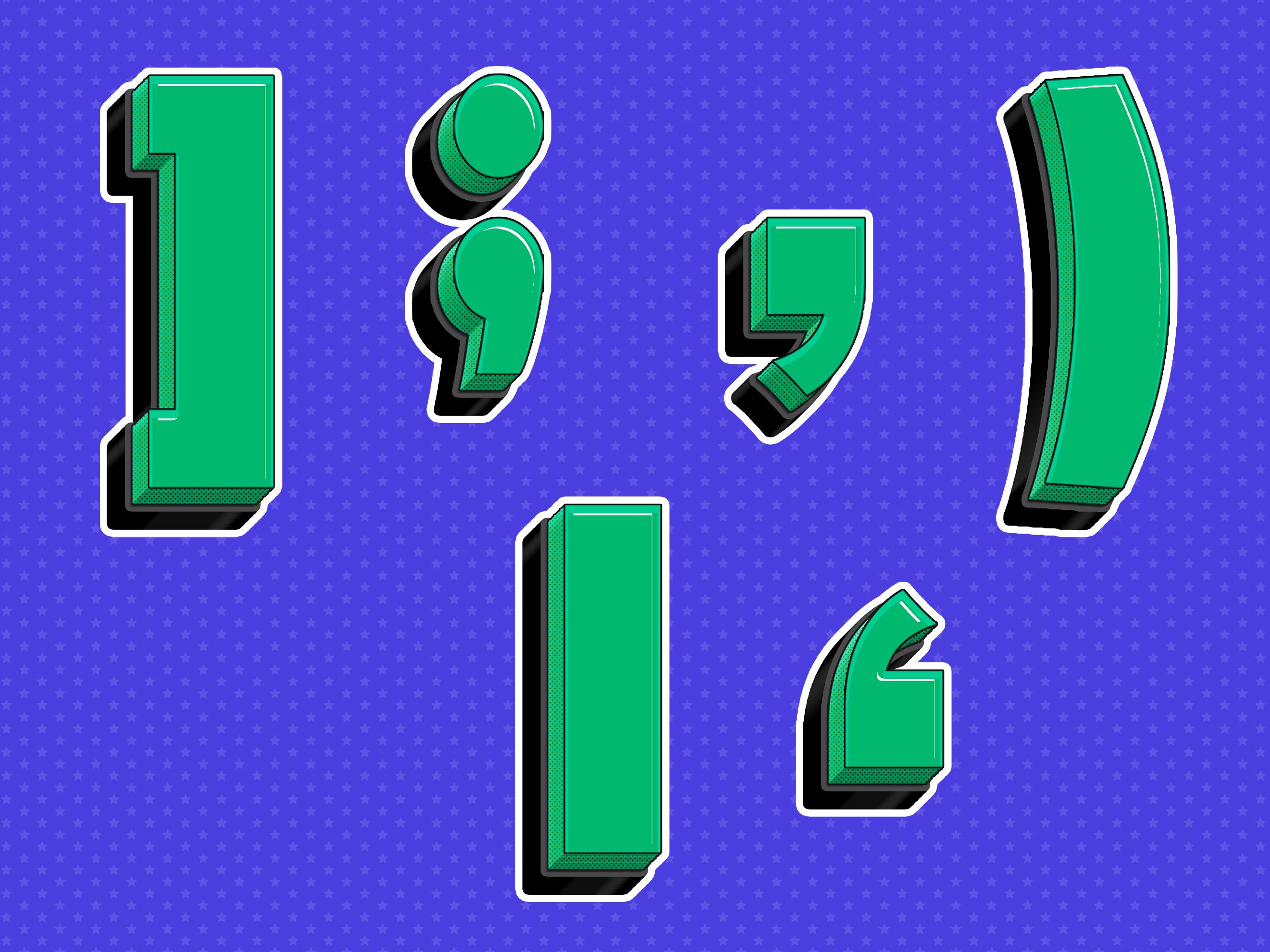 3D Vintage Numbers & Symbols PNG Illustrations Font Pack | Green ...