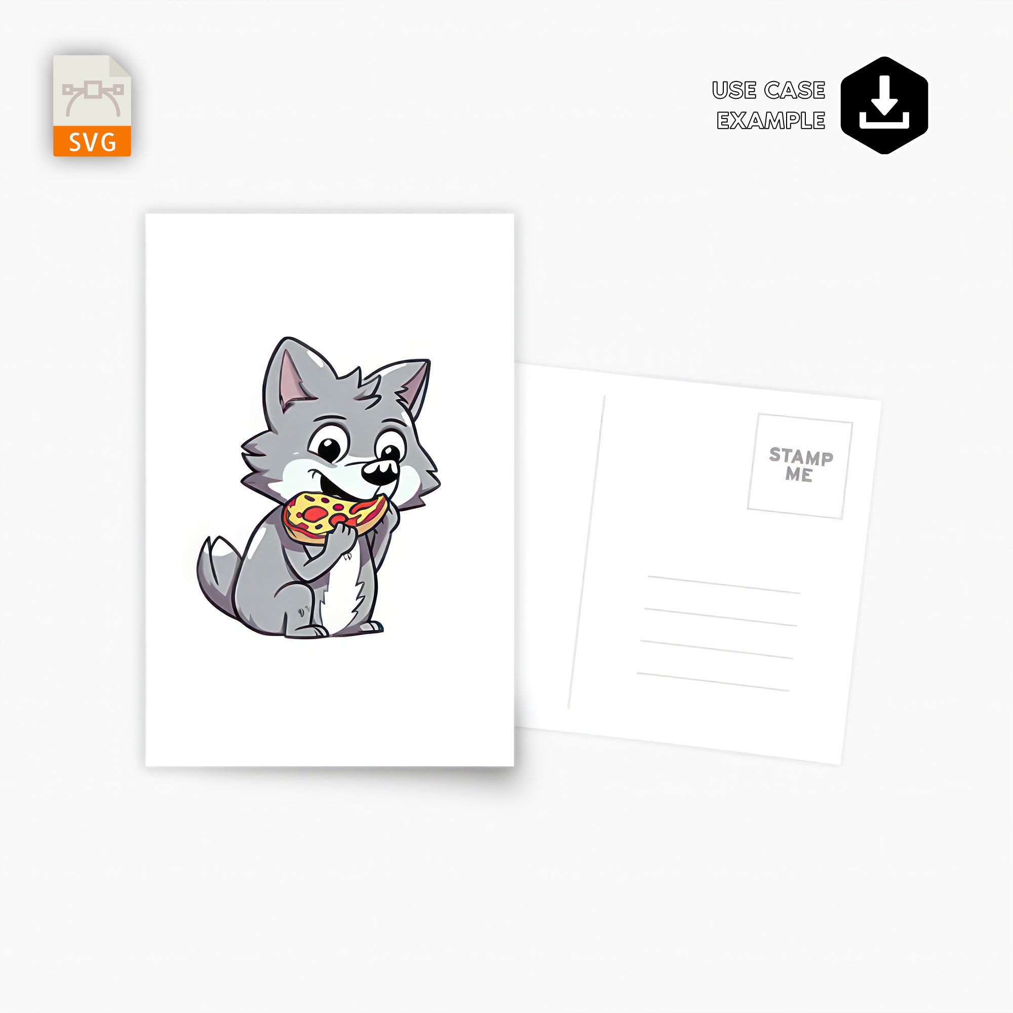 Pizza Puppy Cute Wolf Cub Eating Pizza Slice SVG Vector Clipart for ...