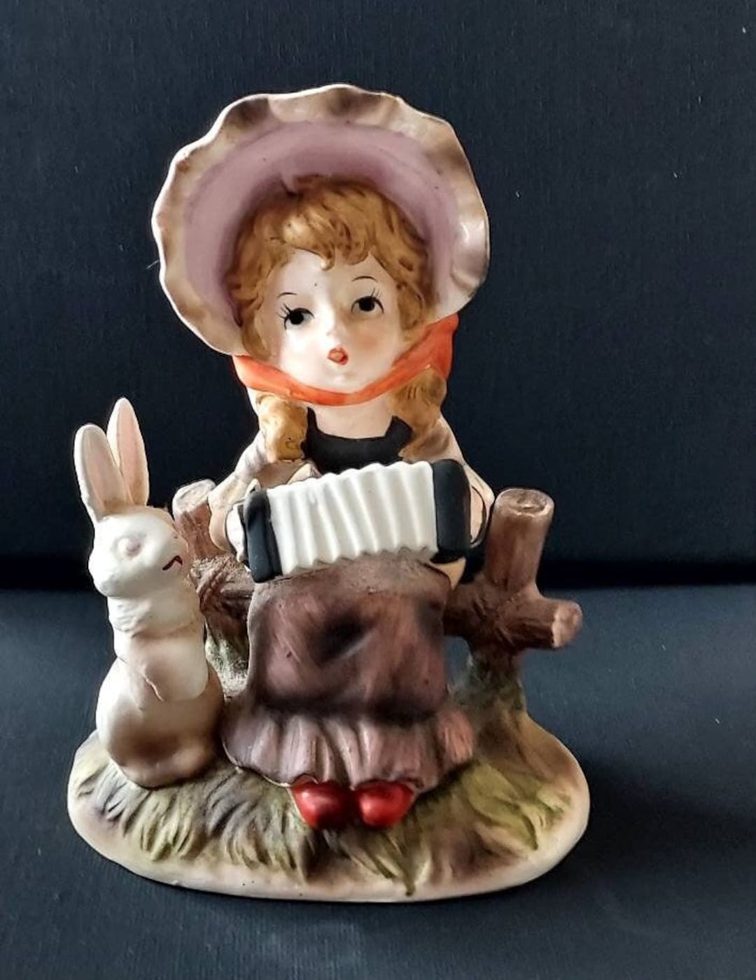 VINTAGE PORCELAIN FIGURINE, Vintage Porcelain Girl on Fence Playing ...