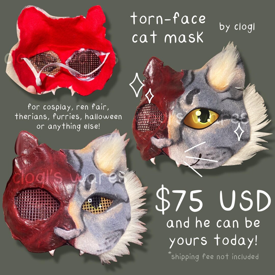 Scarred Tabby Cat Mask for Therian or Furry - Etsy