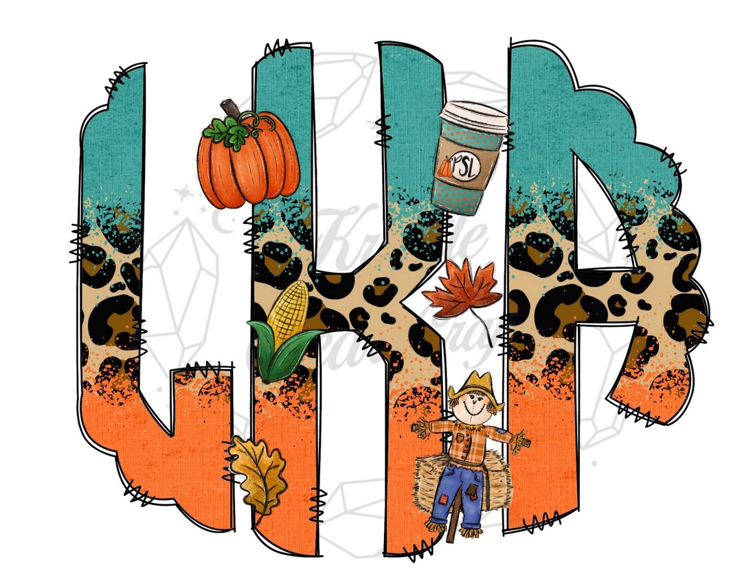 Custom Fall Monogram PNG - Etsy