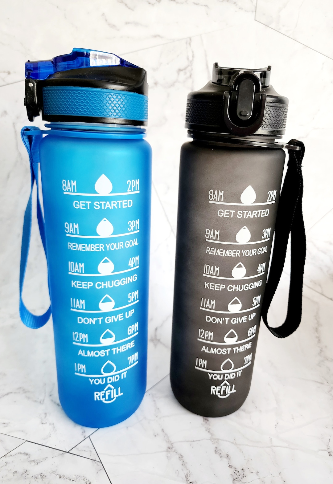 Personalized Motivational Water Bottle 32oz W/straw Hand Strap Water ...