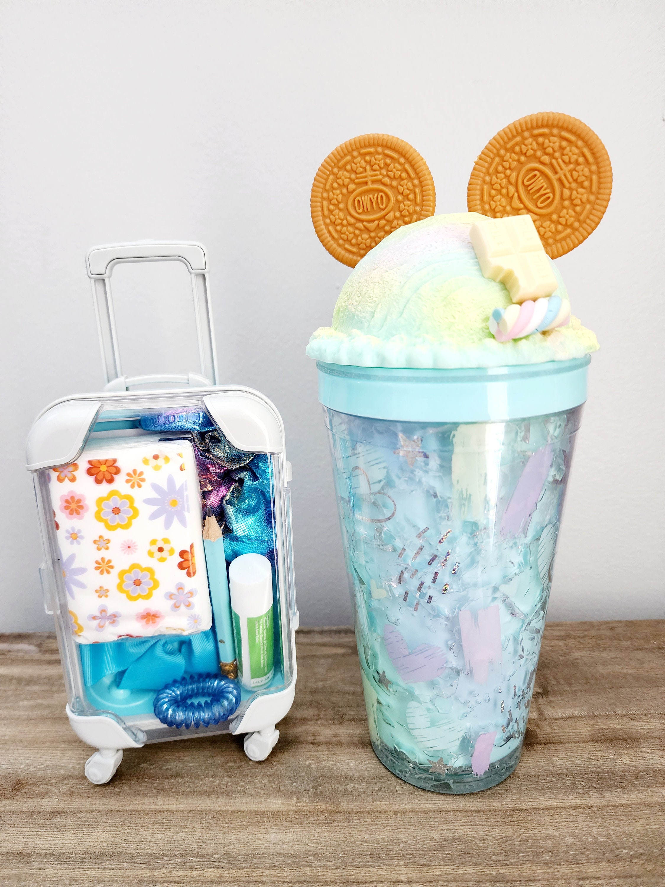 Girls Gift Set Mini Luggage Set and Ice Cream or Unicorn Tumblers ...