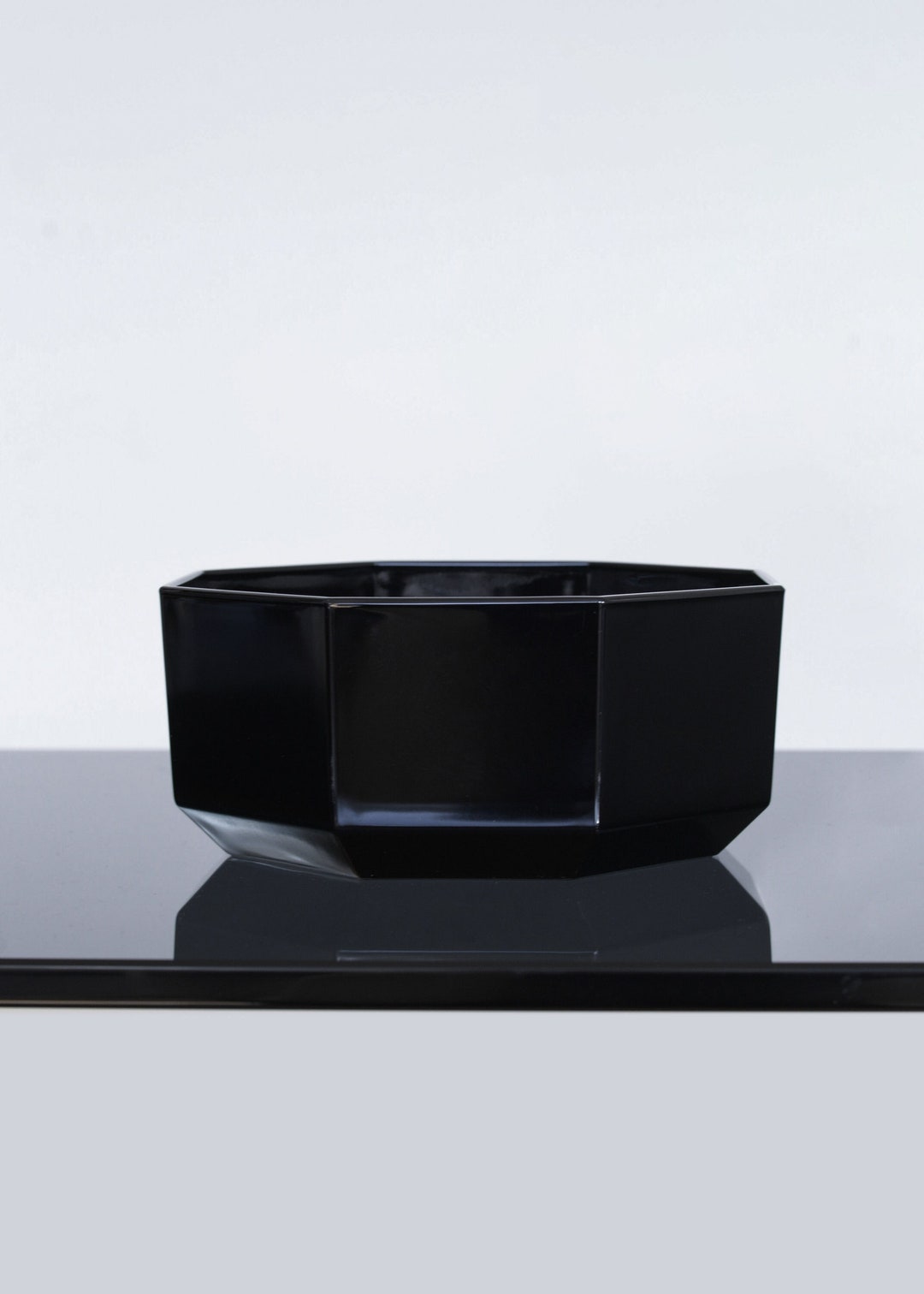 Arcoroc 'octime' France Black Smoked Glass Octagonal Serving Bowl ...