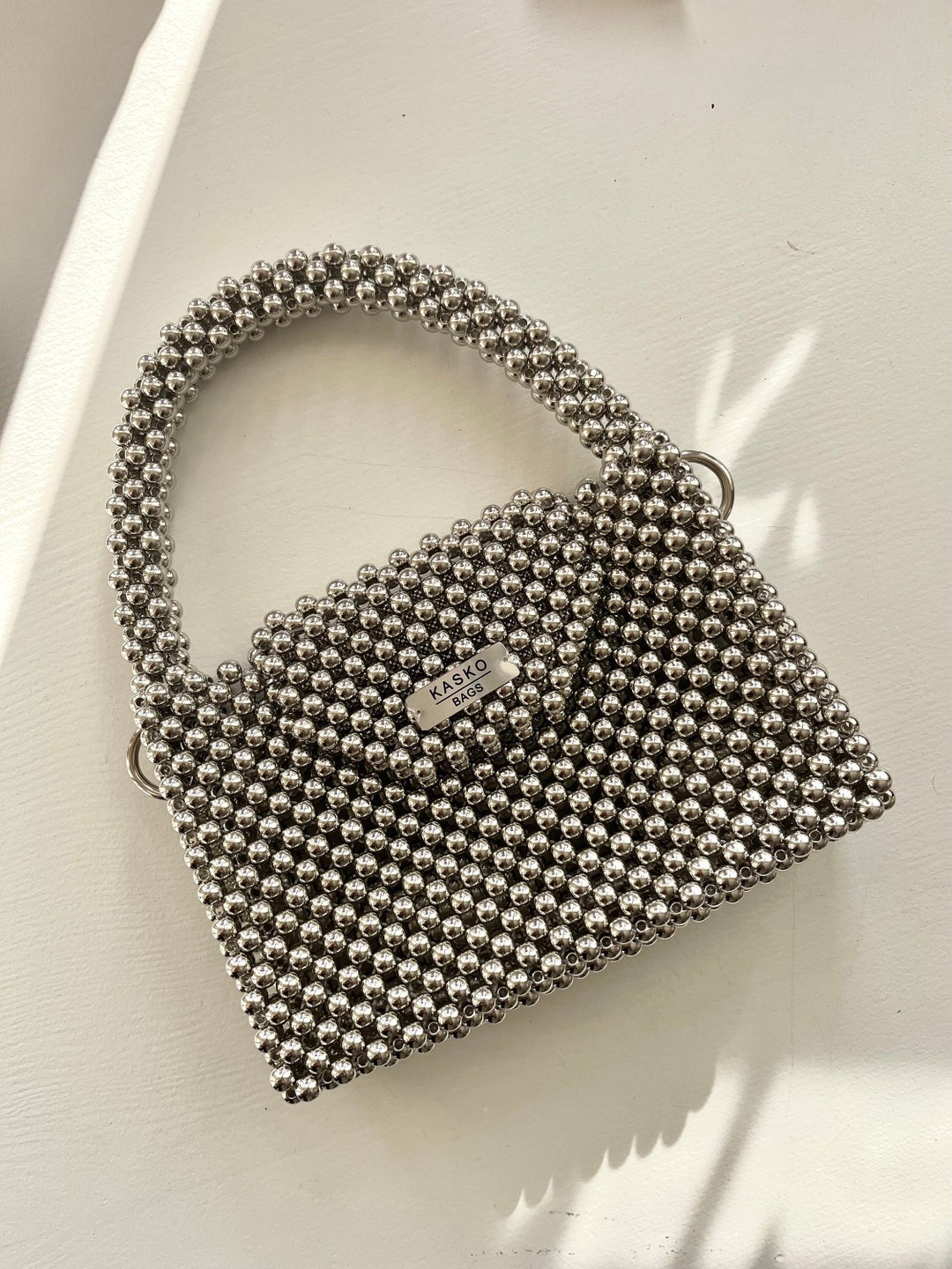 Silver Beaded Bag, Crystal Purse, Pearl Bag, Luxury Beaded Bag, Beaded ...