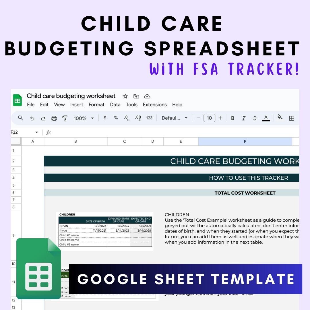 Family Budget Spreadsheet Childcare Yearly Budget Planner Daycare FSA ...
