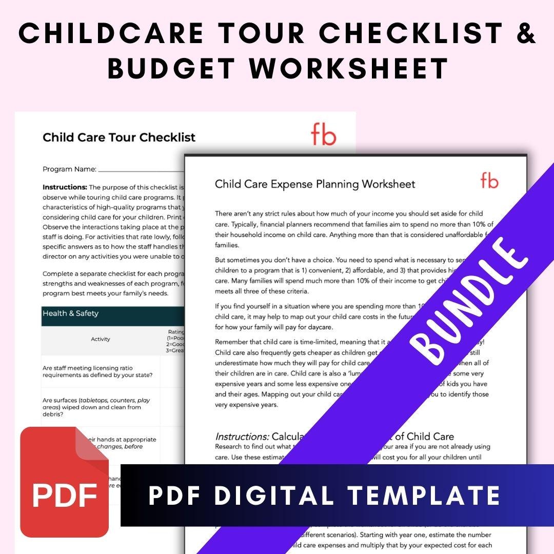 Childcare Tour Checklist Budget Worksheet Checklist PDF Budget PDF ...