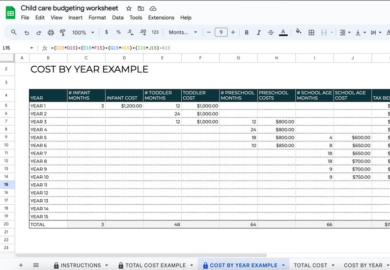 Childcare Family Budget Spreadsheet Childcare Tour Checklist ...