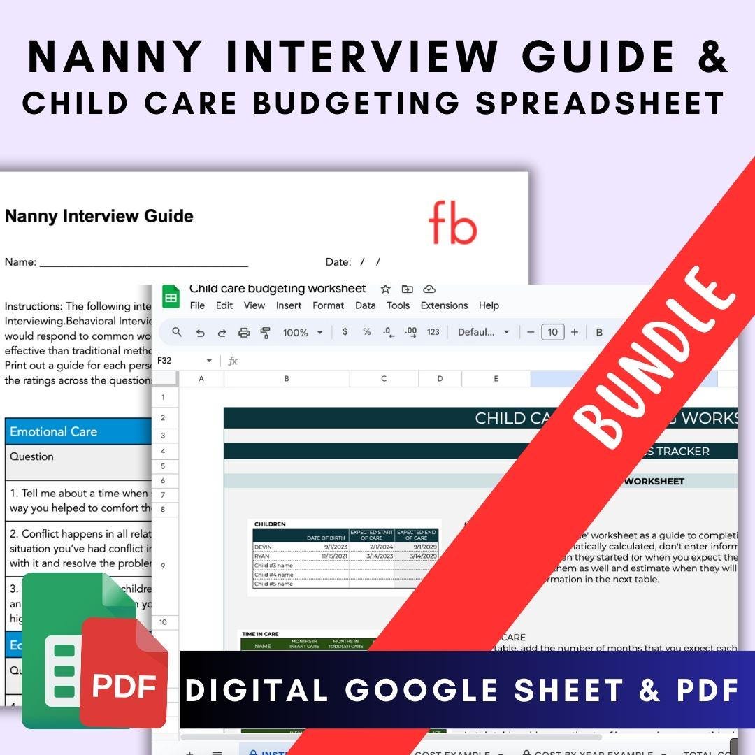 Childcare Budget Spreadsheet Nanny Interview Guide Family Budget ...