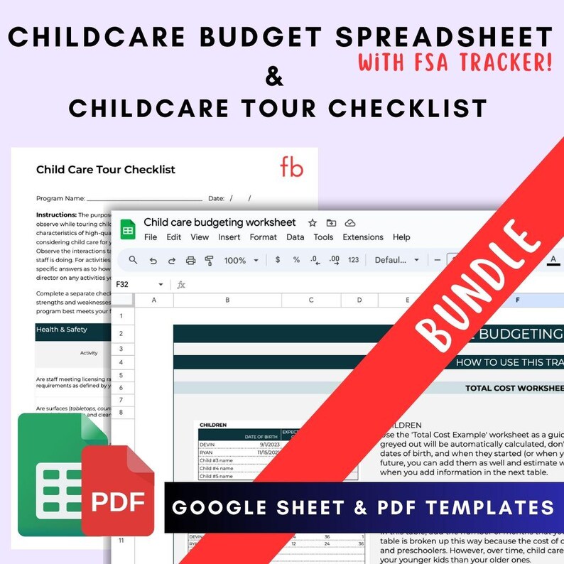 Childcare Family Budget Spreadsheet Childcare Tour Checklist ...